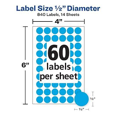 Avery Color Coding Labels, 1/2 " Dia, Non Printable, 840 Labels/Pack ...