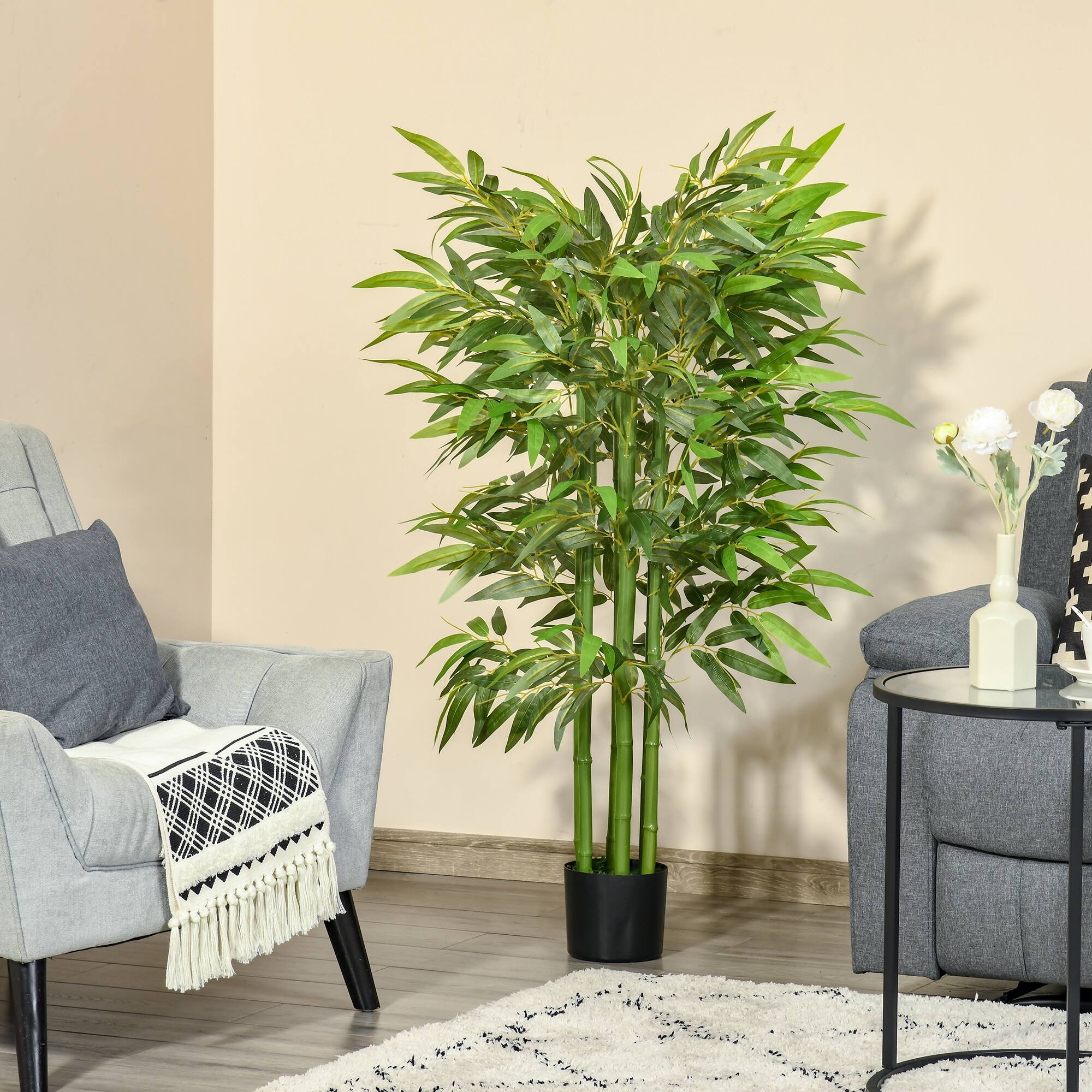 Homcom 4.5FT Artificial Bamboo Tree, Decorative Faux Plant in Nursery ...