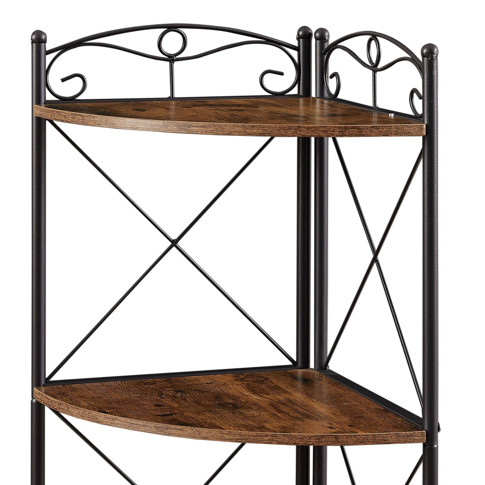 Vecelo 5 Tier Corner Shelf, Rustic Industrial Corner Bookshelf with ...