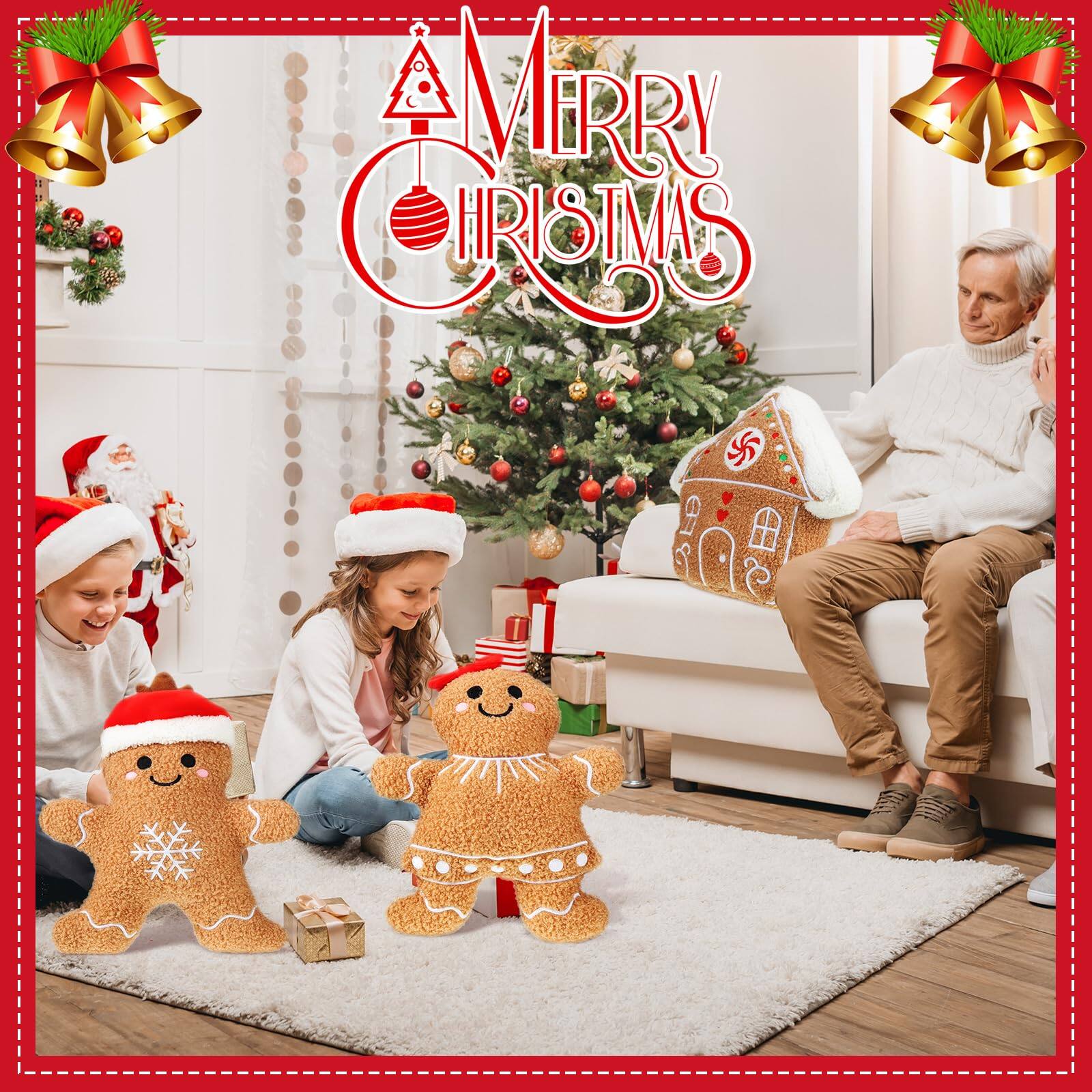 Paradigms Interiors 3 Christmas Gingerbread Pillows House Man Throw ...