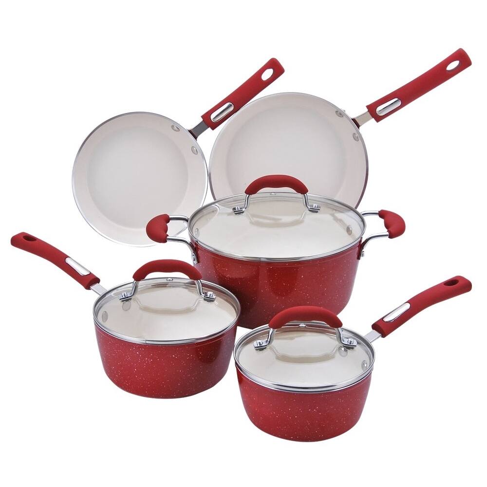 Hamilton Beach Cookware Set Speckled red with white interior HAF601 ...