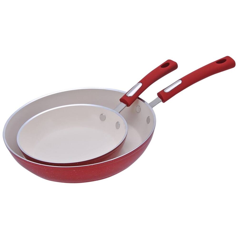 Best Buy: Hamilton Beach 2-Piece Frying Pan Set Speckled red with white ...