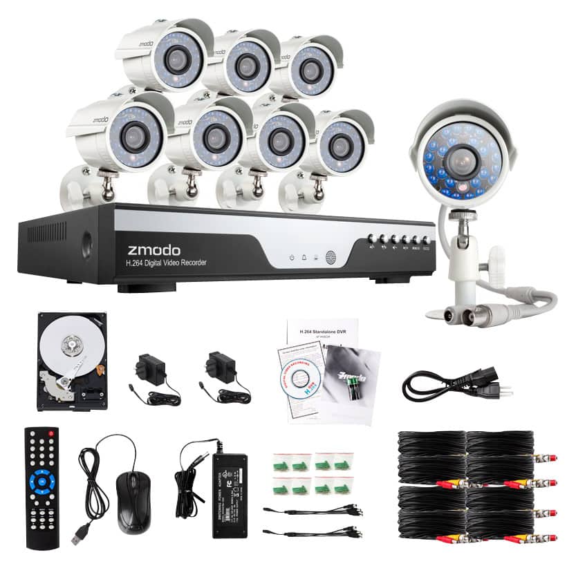 Zmodo 8 Channel, 8 Camera Indoor/Outdoor Security System White KDC8 ...