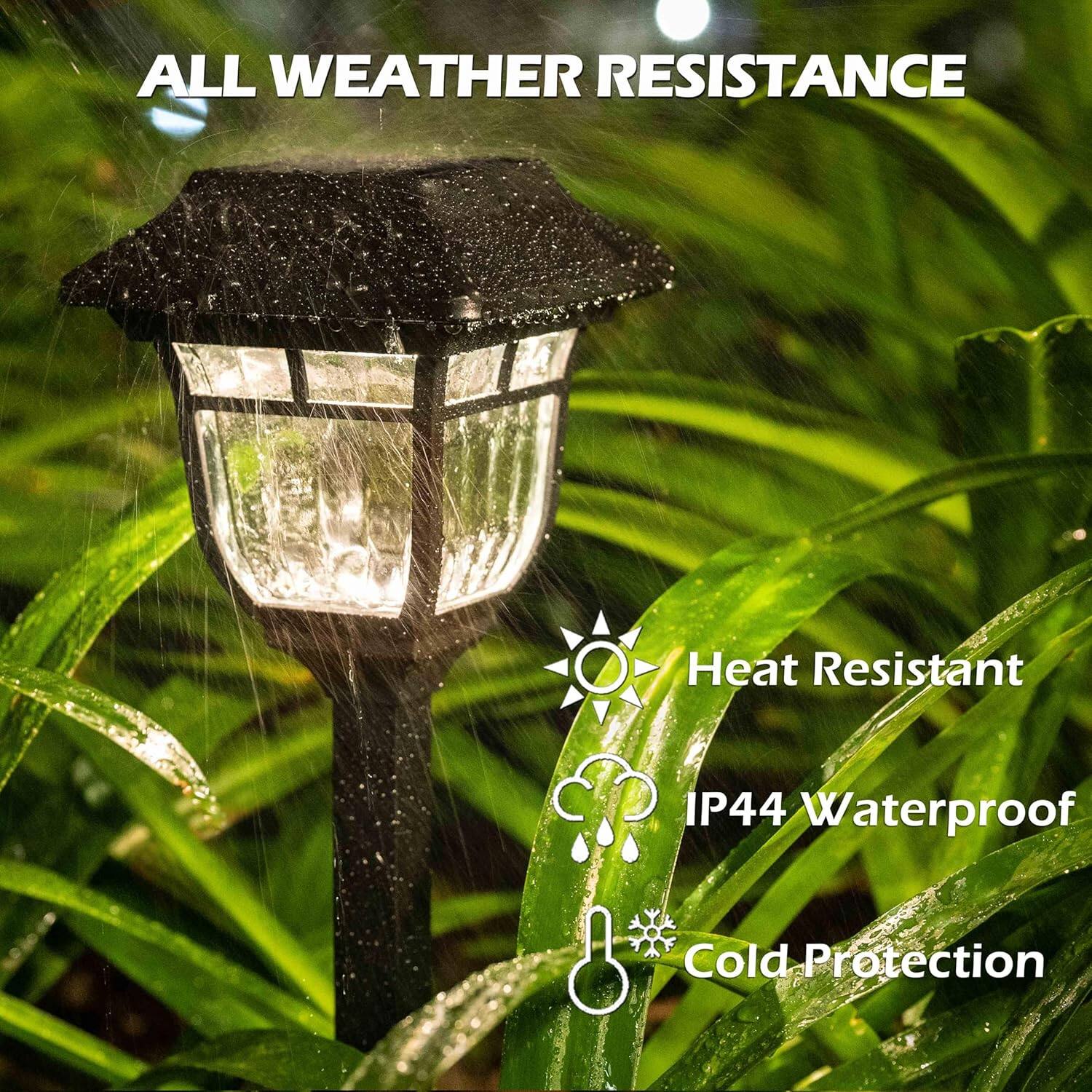 MOSZAR LLC Waterproof Outdoor Glass Metal Solar Pathway Lights with Two ...