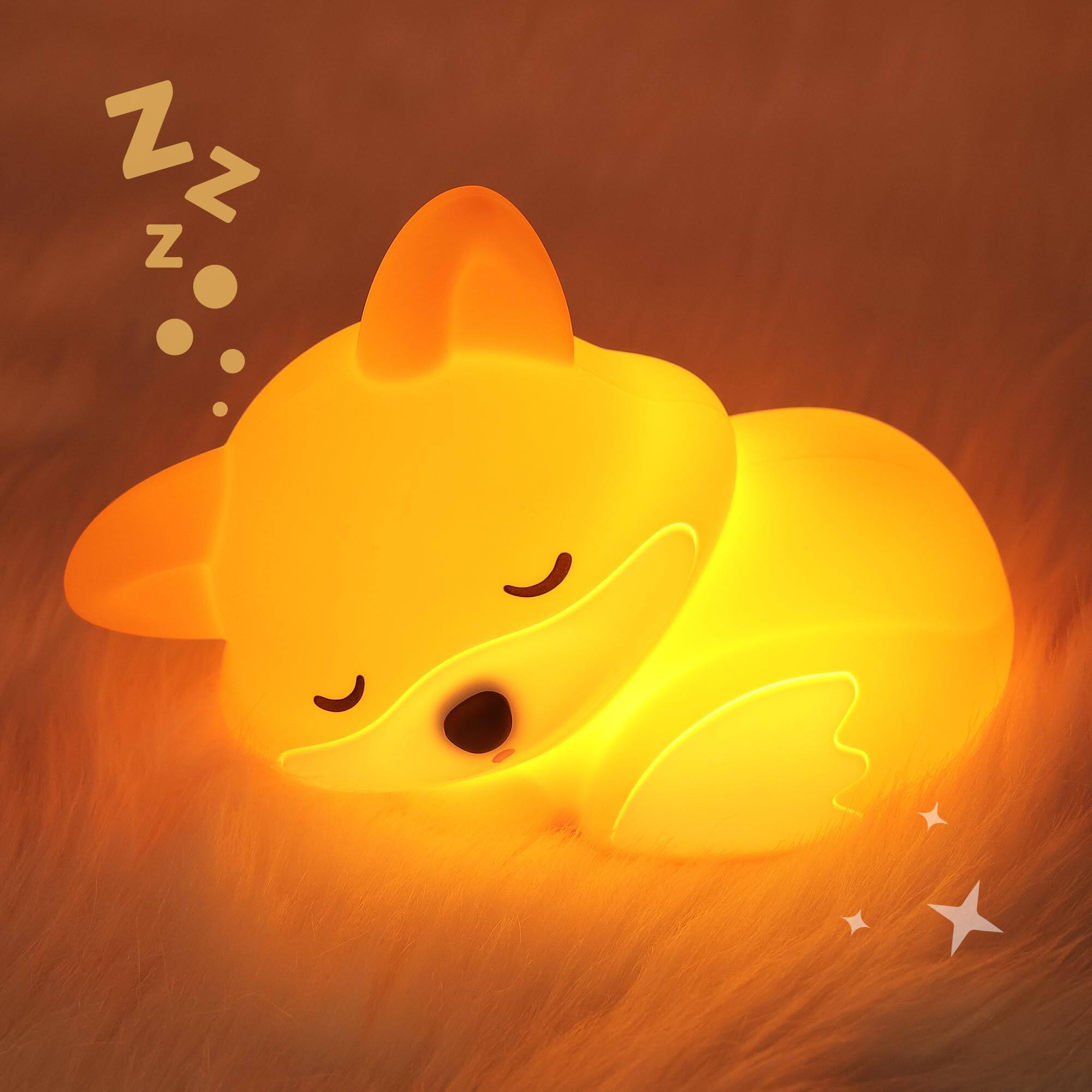 MAGICAL RUBS Fox Night Light For Cute Silicone Lamp With Rechargeable ...