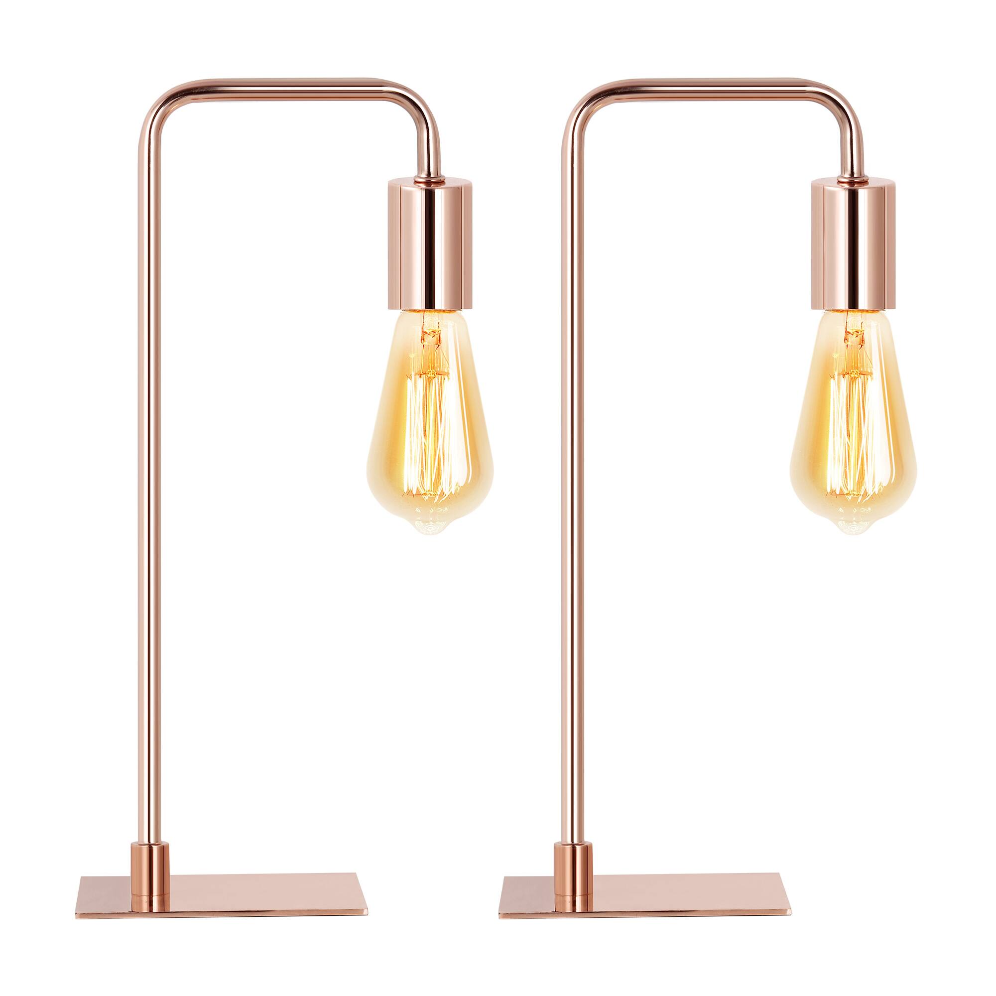Oumilen Set of 2 Rose Gold Industrial Table Lamps, 16.1in Tall, E26 ...
