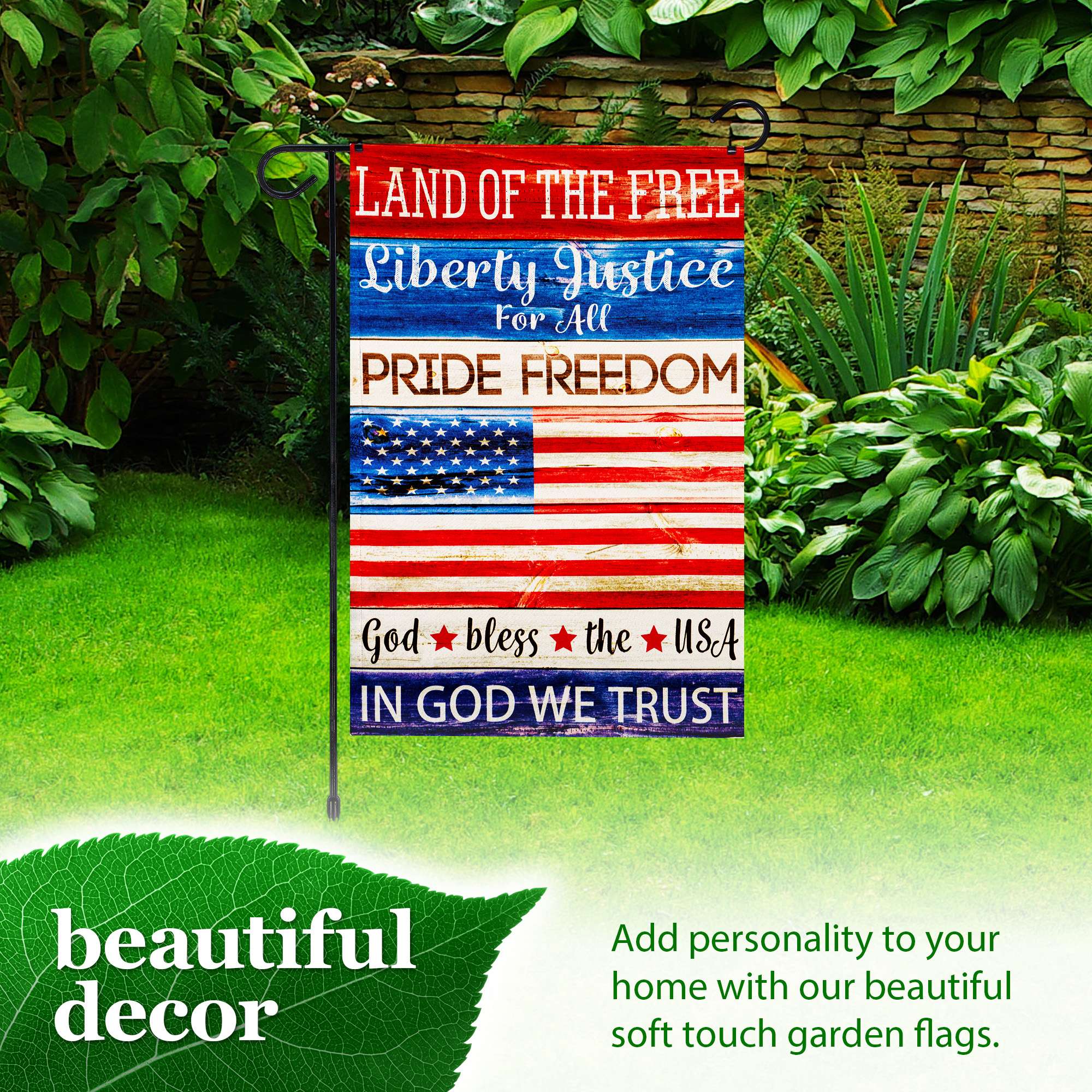 G128 Combo Pack: Garden Flag Stand 36 x 16 in & 12 x 18 in Double Sided ...