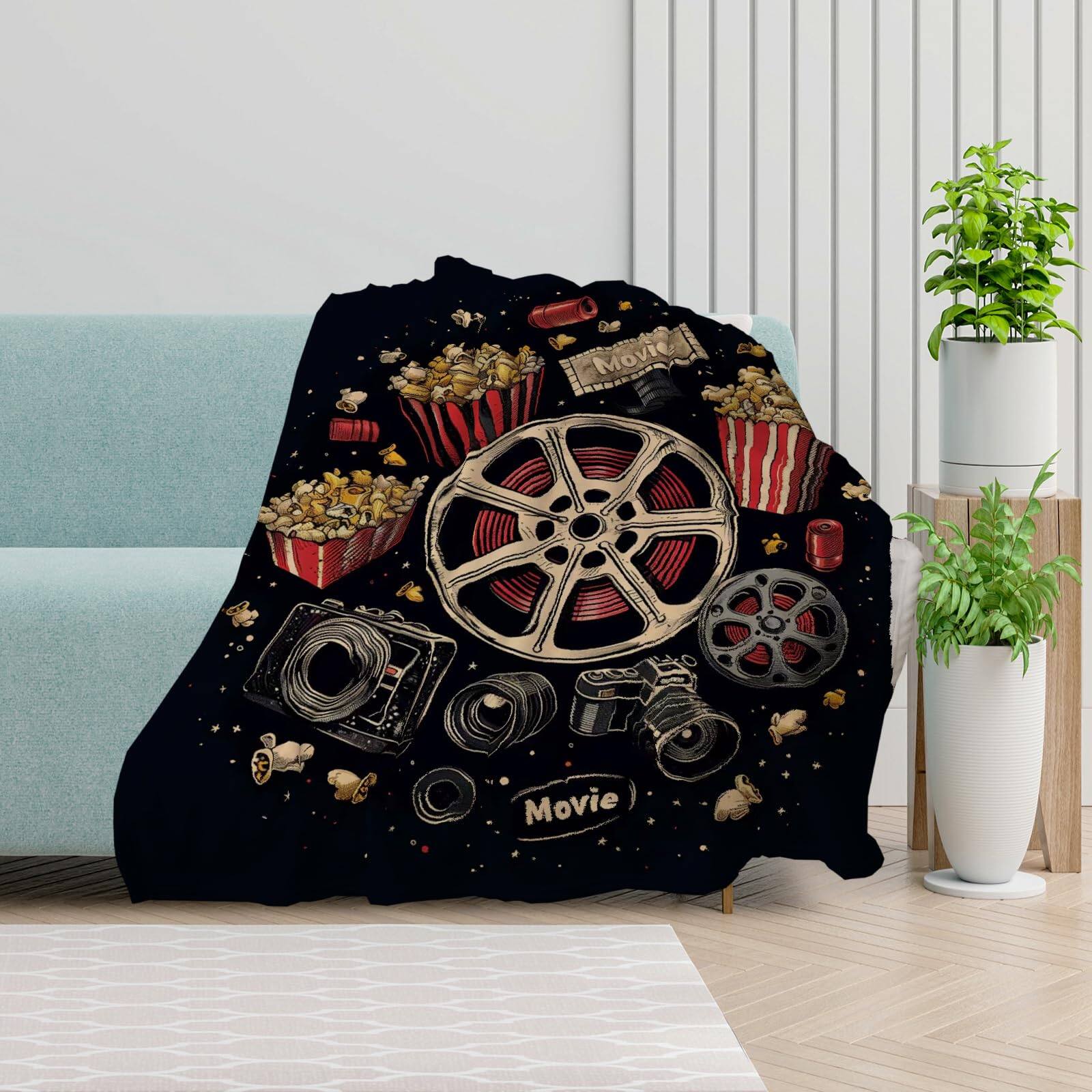 Dapper Styles Movie Ticket Popcorn Throw Blanket For Adult Theater ...