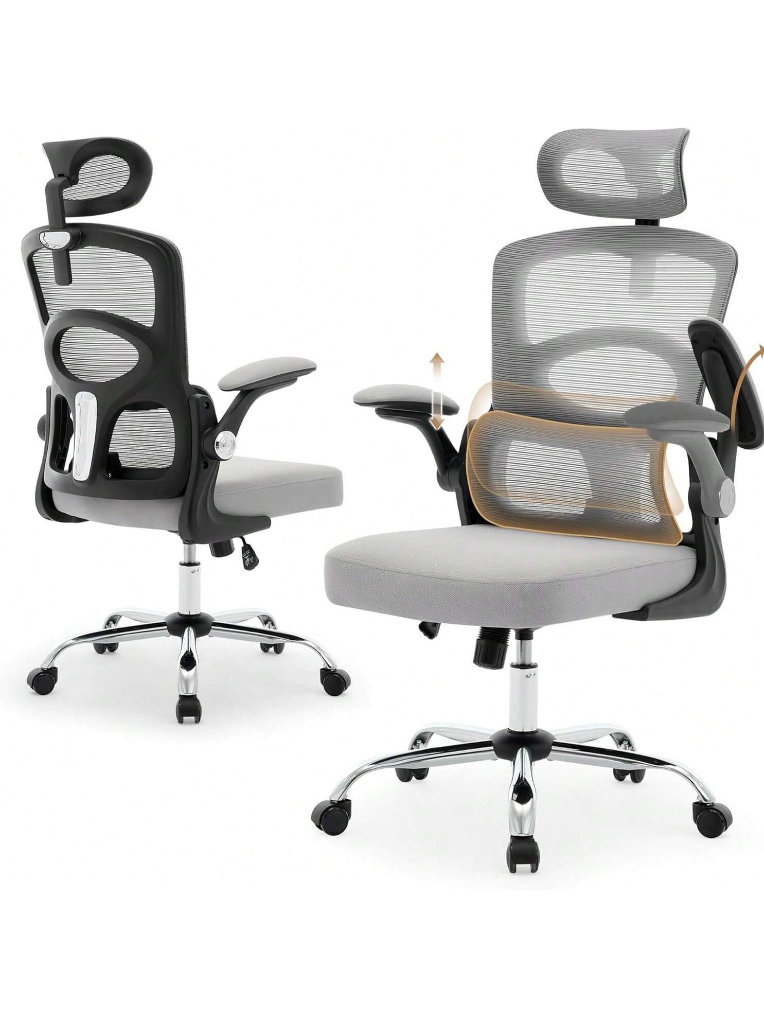 GARVEE Ergonomic Office Chair Desk Chair With 5 Steel Wheels Home Mesh ...