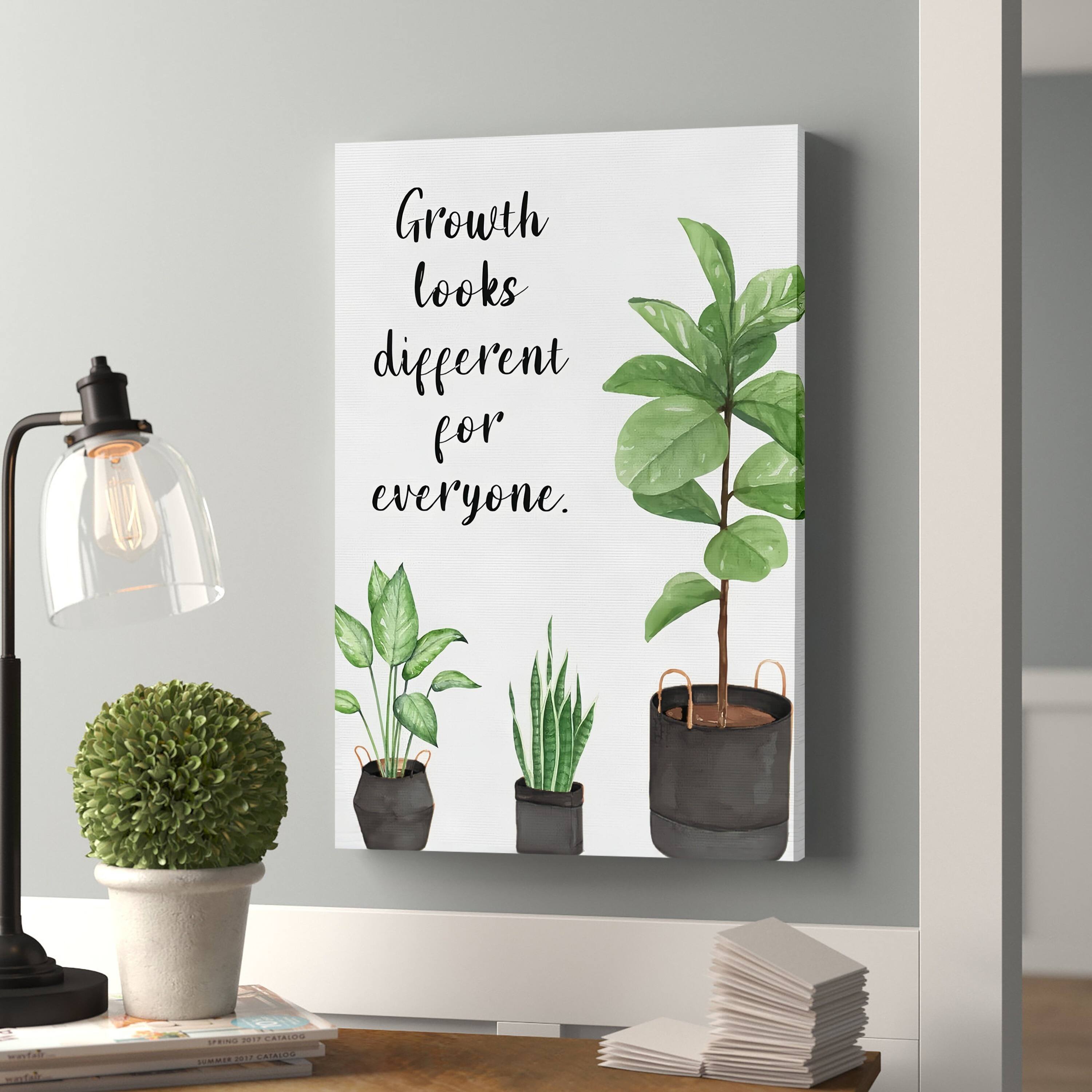 blue 1pc Wooden Framed Canvas Wall Art with Potted Plant Illustration ...