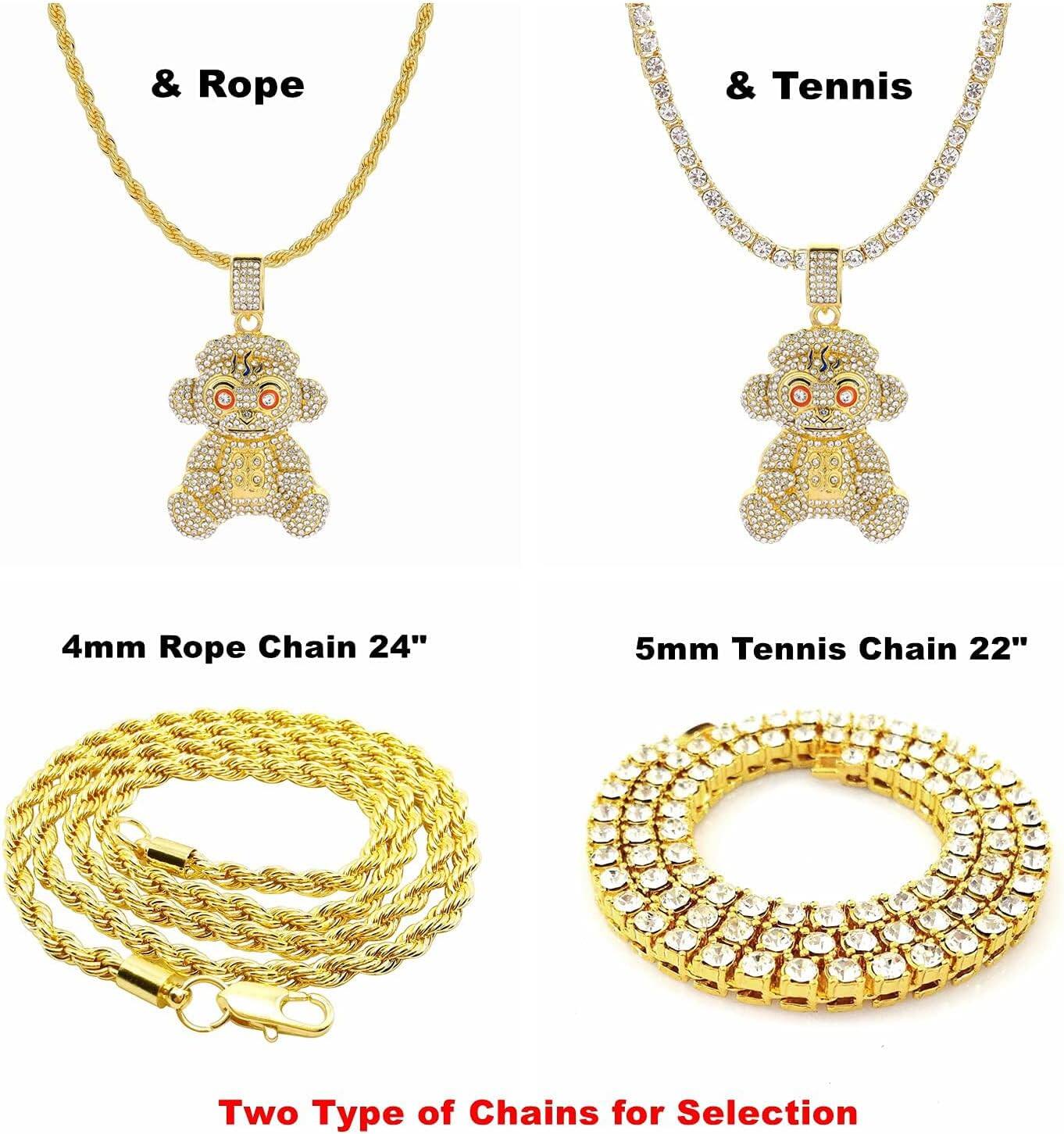 Live At Space Men's Hip Hop Chain Necklace Iced Out Silver/Gold Pendant ...