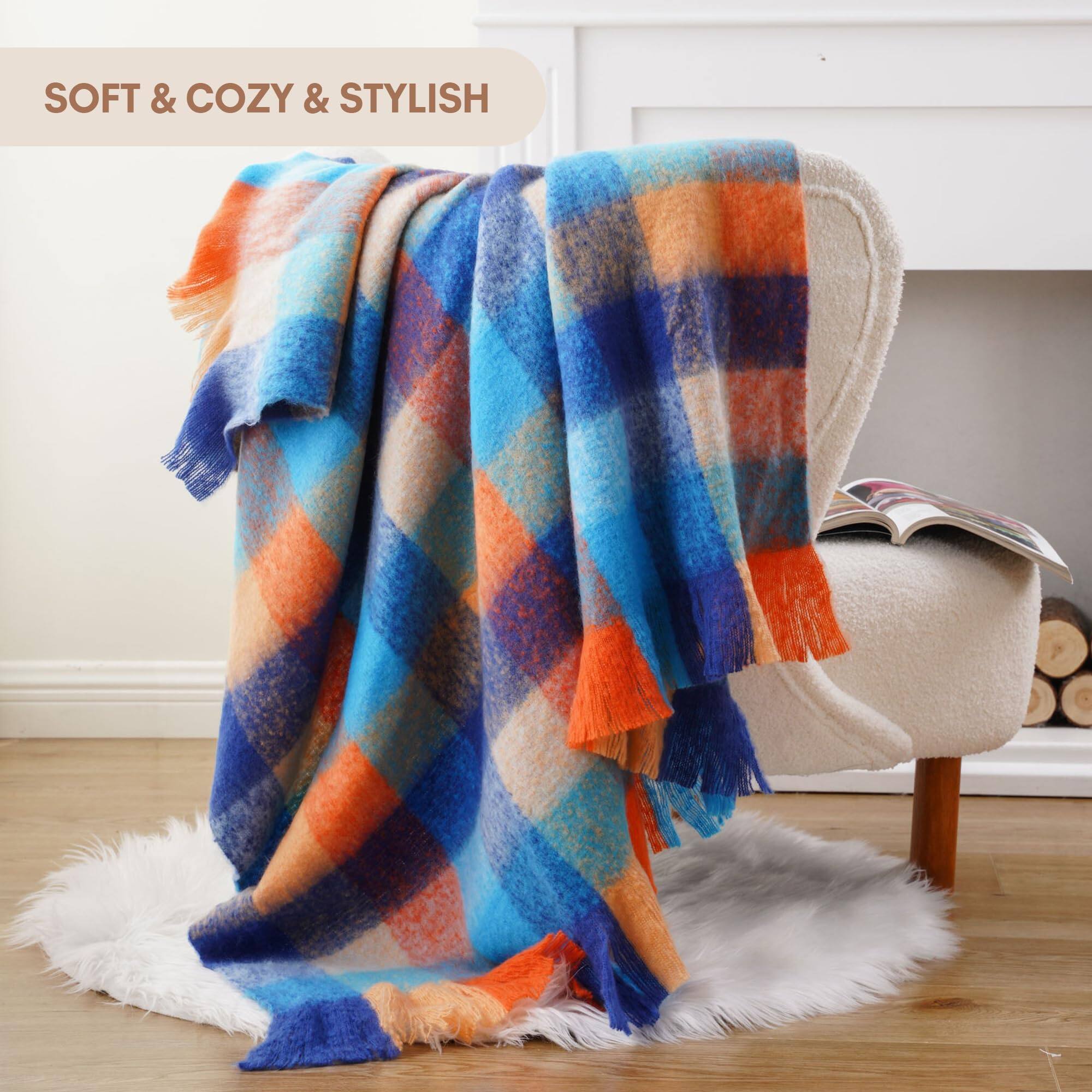 Dapper Styles Plaid Throw Blanket For Couch Bed Fall With Vibrant Super ...