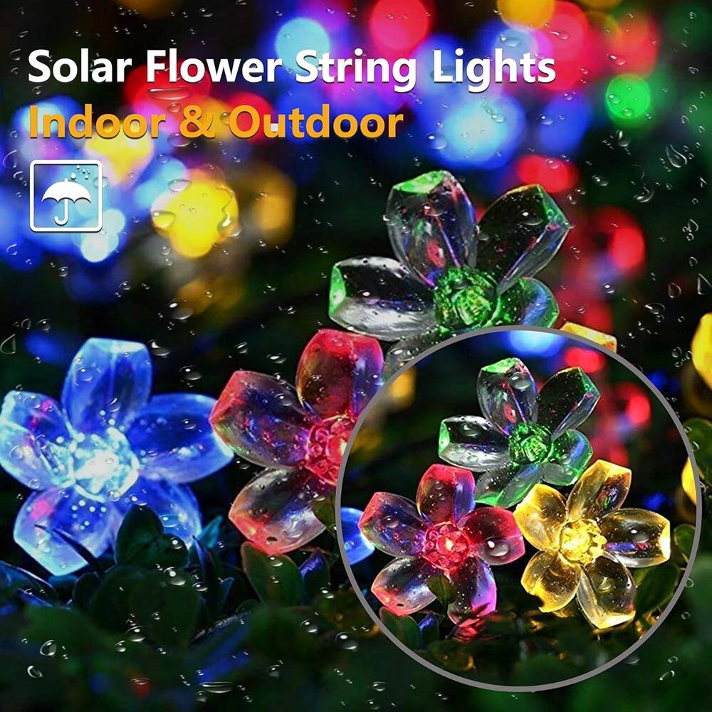 MOSZAR LLC 50 LED Solar Flower String Lights for Yard, Lawn, Fence ...