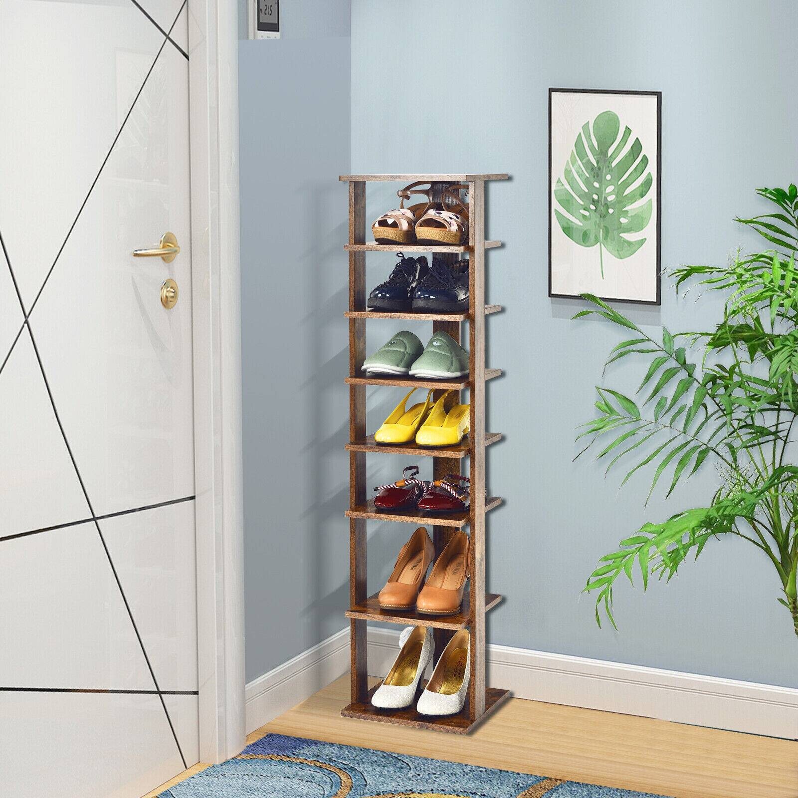 Ecooso 7 Tier Shoe Rack Vertical Wooden Organizer for Entryway and ...