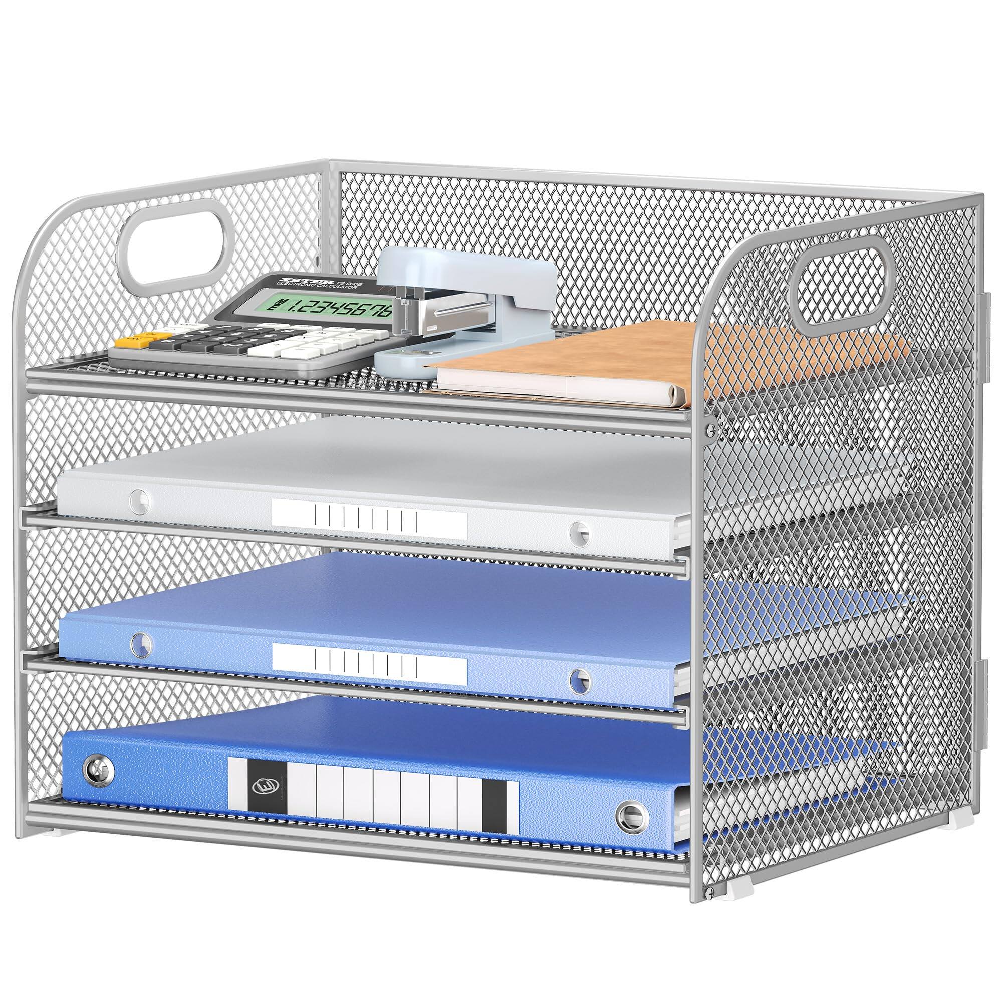 Paradigms Interiors 4 tier Paper Organizer Trays Mesh File Folder ...