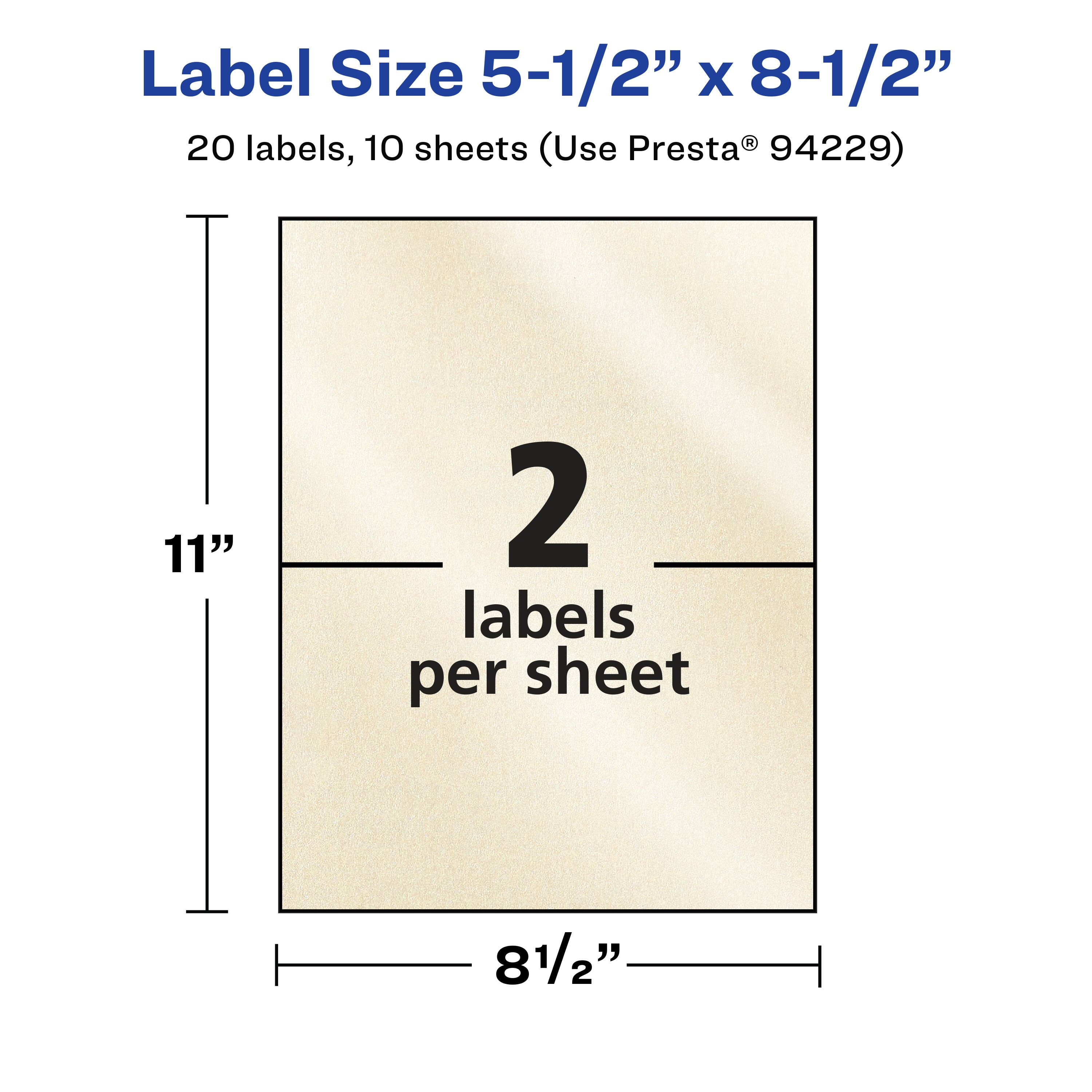 Avery Pearlized Ivory Rectangle Labels, 5.5" x 8.5", 20ct White 94229 ...