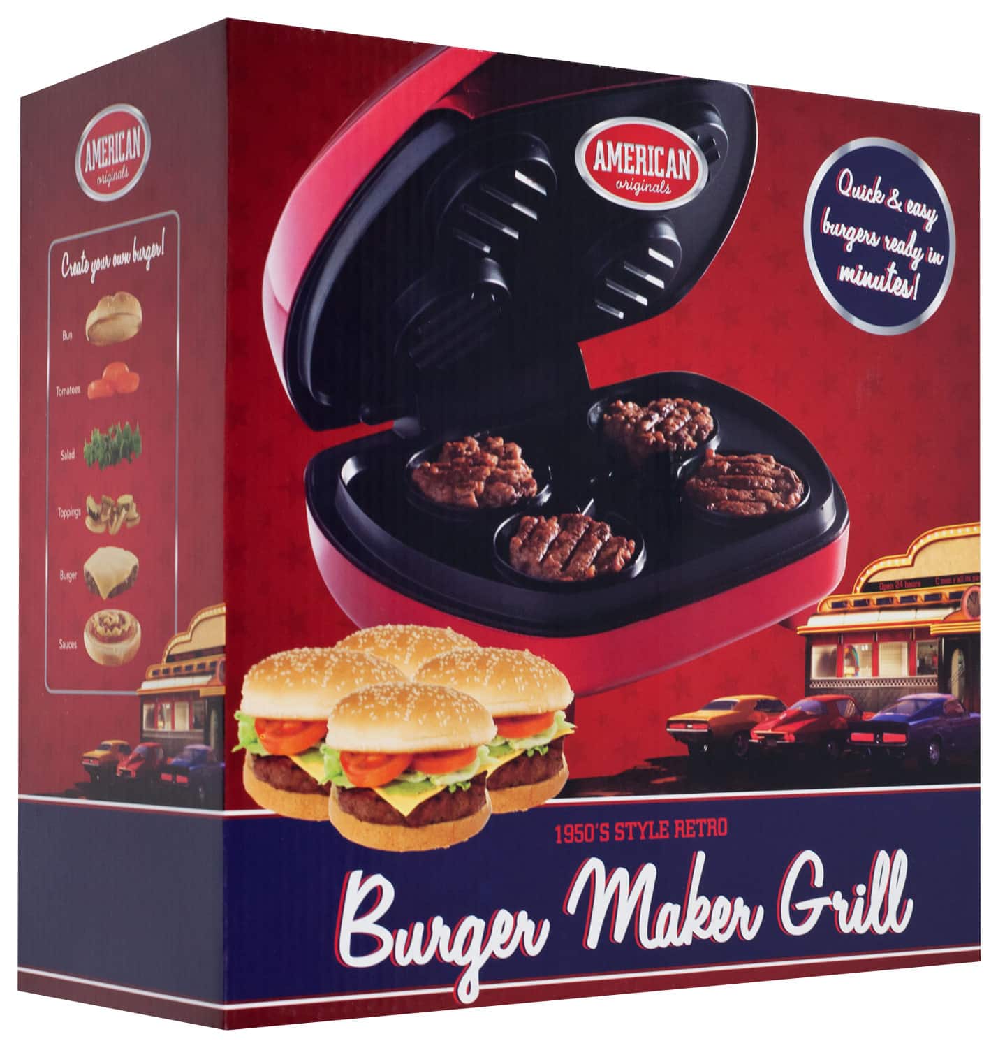 Best Buy: American Originals Mini Burger Maker Grill Red/Black 72-4956