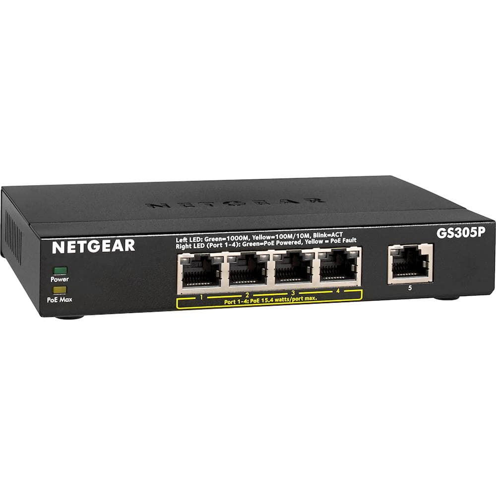 Best Buy: NETGEAR 5-Port 10/100/1000 Gigabit Ethernet PoE Unmanaged ...