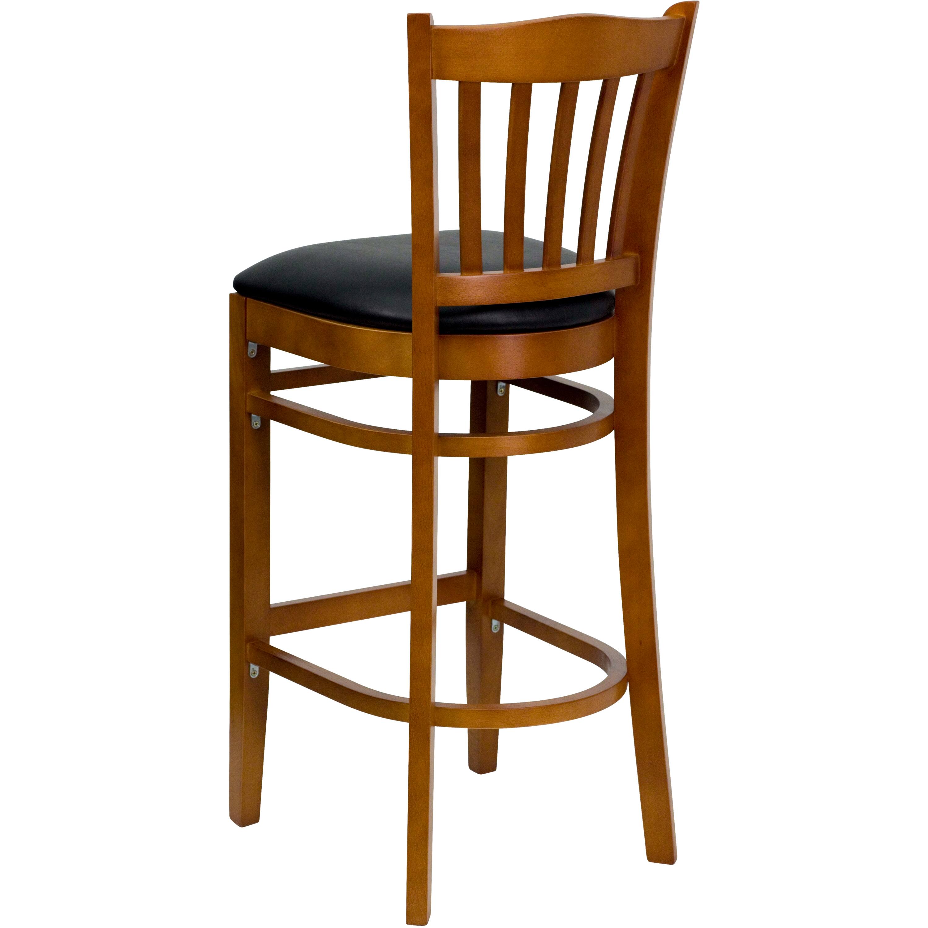 Emma + Oliver Vertical Slat Back Wooden Restaurant Dining Barstool ...