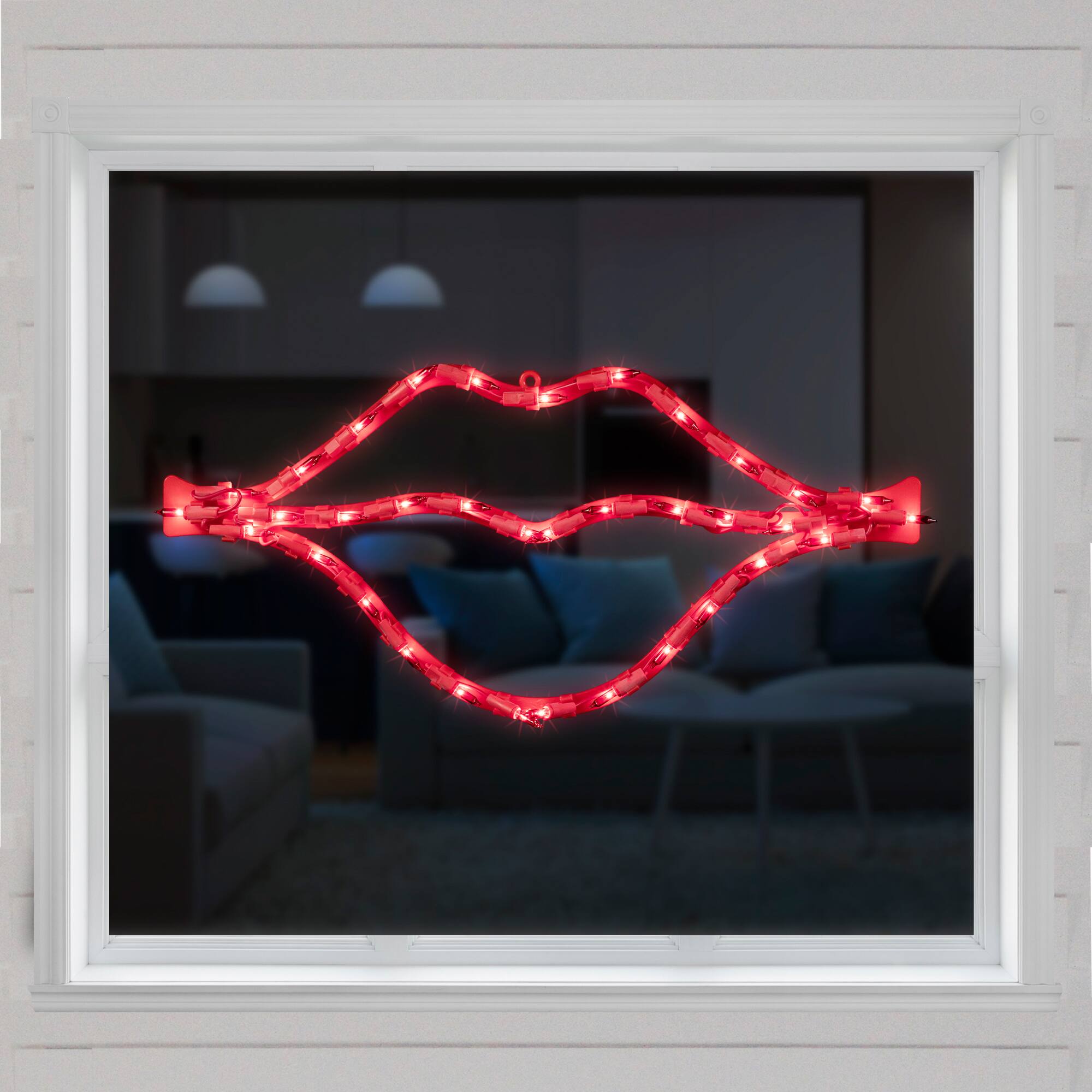 Northlight 17.5" Lighted Lips Valentine's Day Window Silhouette Red ...