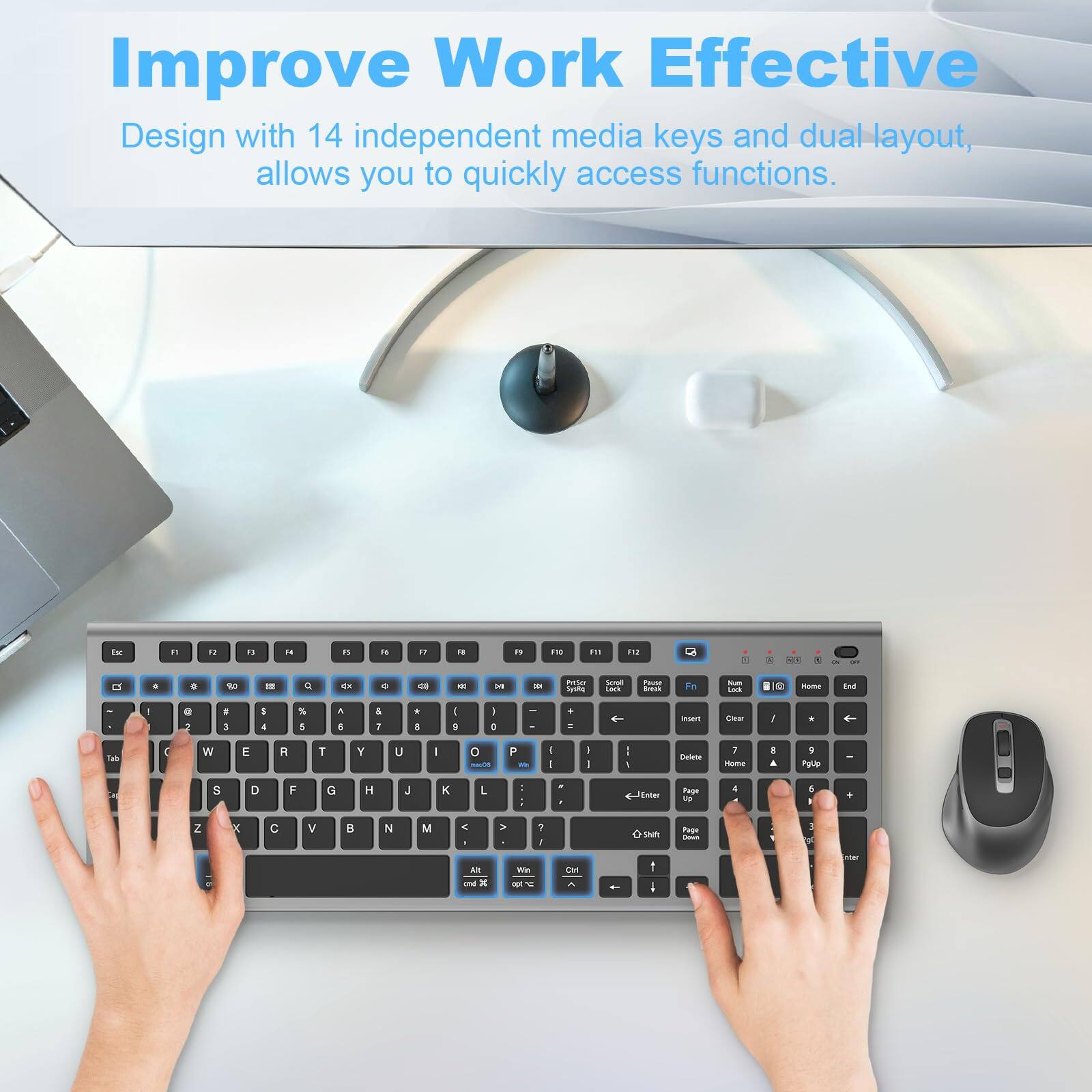 PO3TICJUNKI3 Wireless And Mouse Rechargeable Usb C Combo Silent Quiet ...