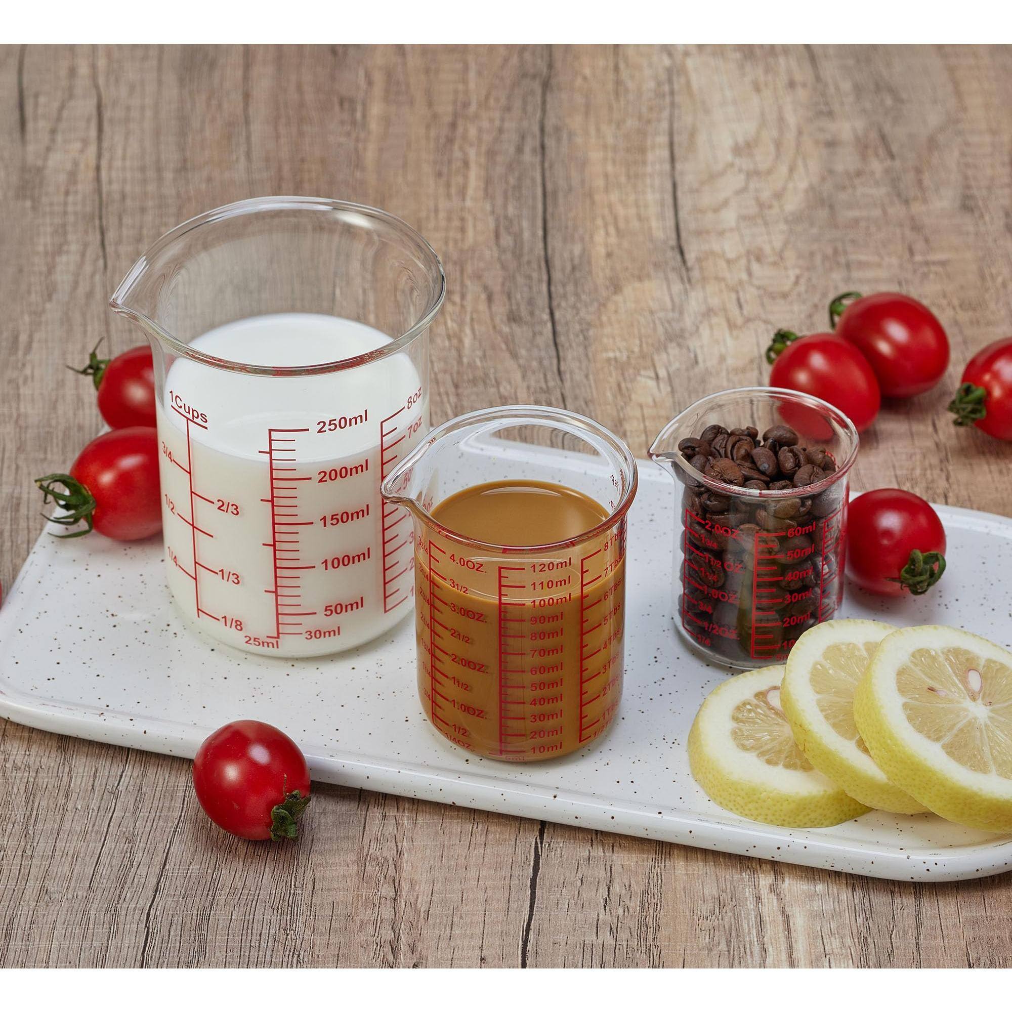Dapper Styles Ackers High Borosilicate Glass Measuring Cup Set With Pour Spout () () () Beaker ...