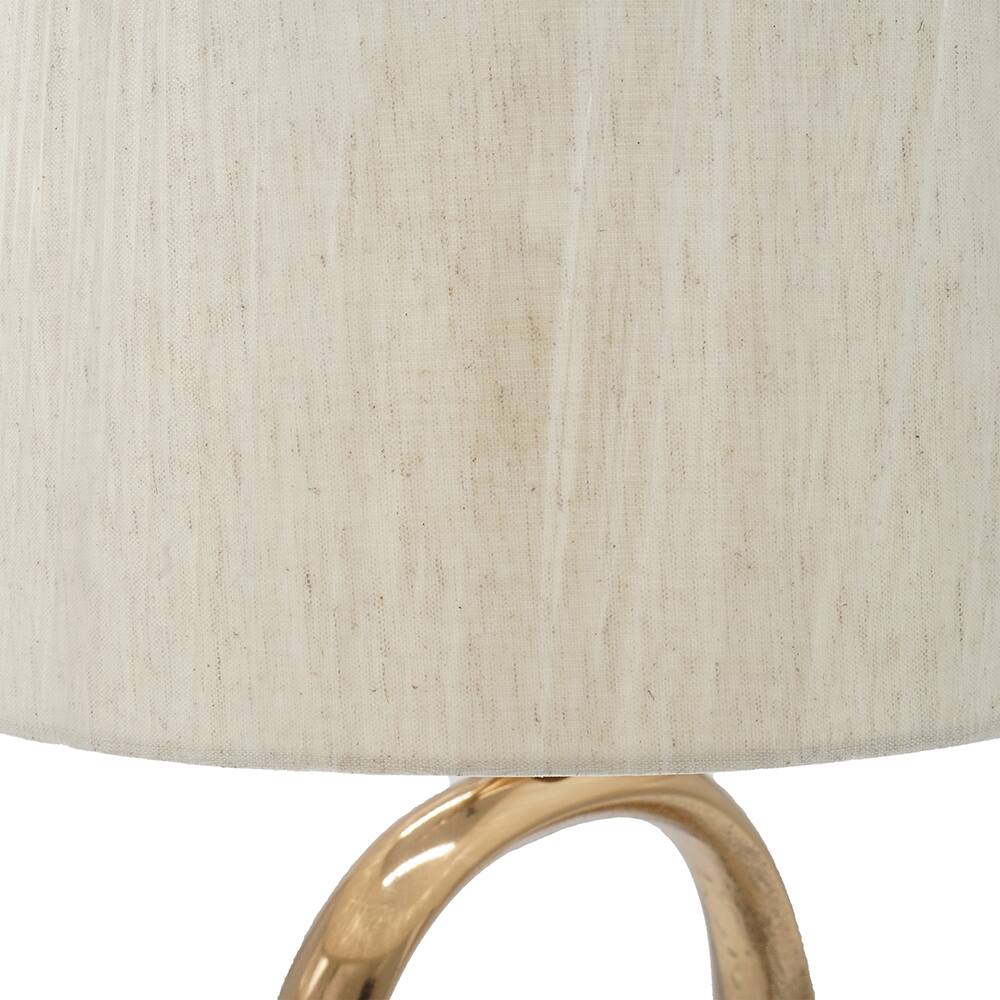 Dexmalle Dexmalle Oval Shape Cut Out Metal Table Lamp with Cream Linen ...