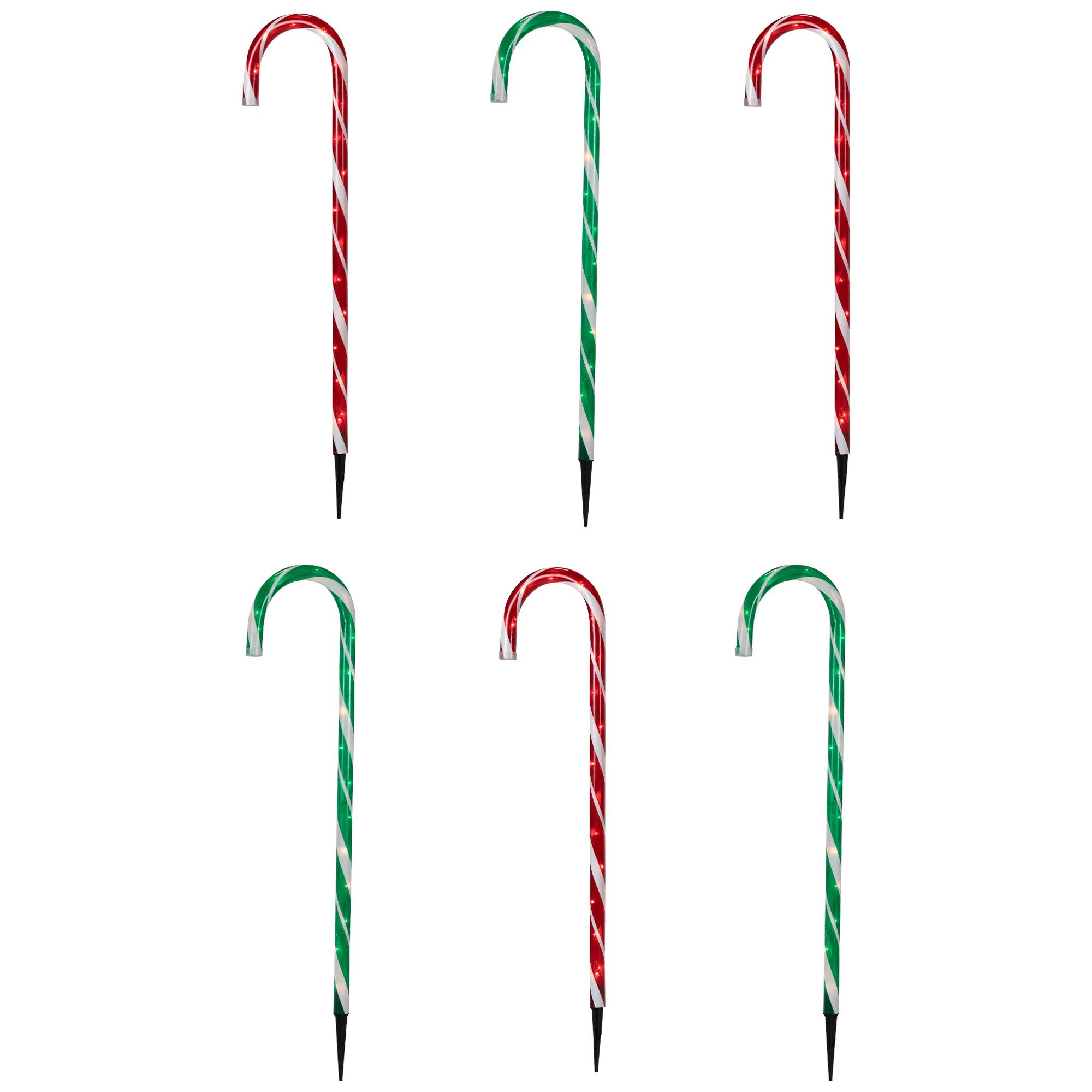 Northlight Lighted Outdoor Christmas Candy Cane Pathway Markers 28" and ...