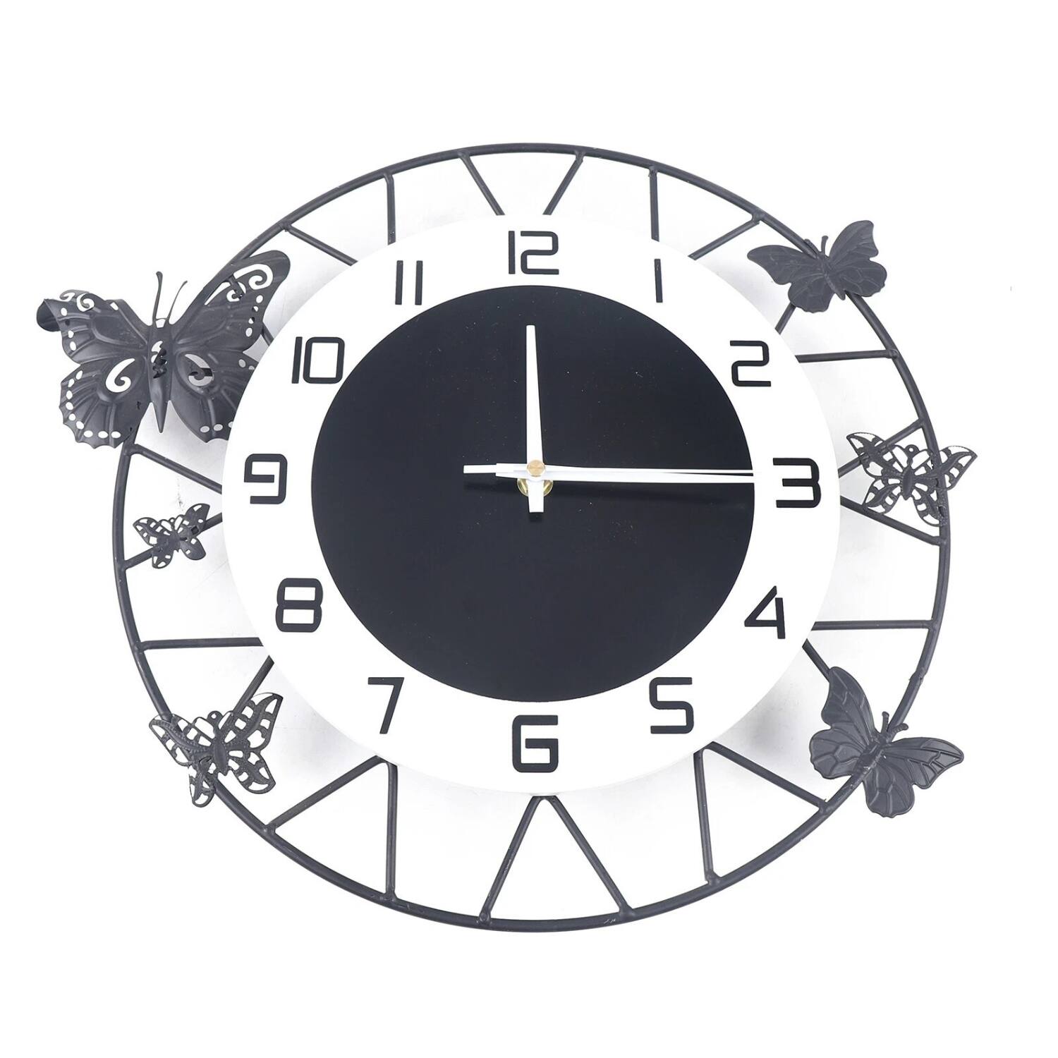Stock Preferred 20" Modern Butterfly Wall Mounted Quartz Clock Black BC ...