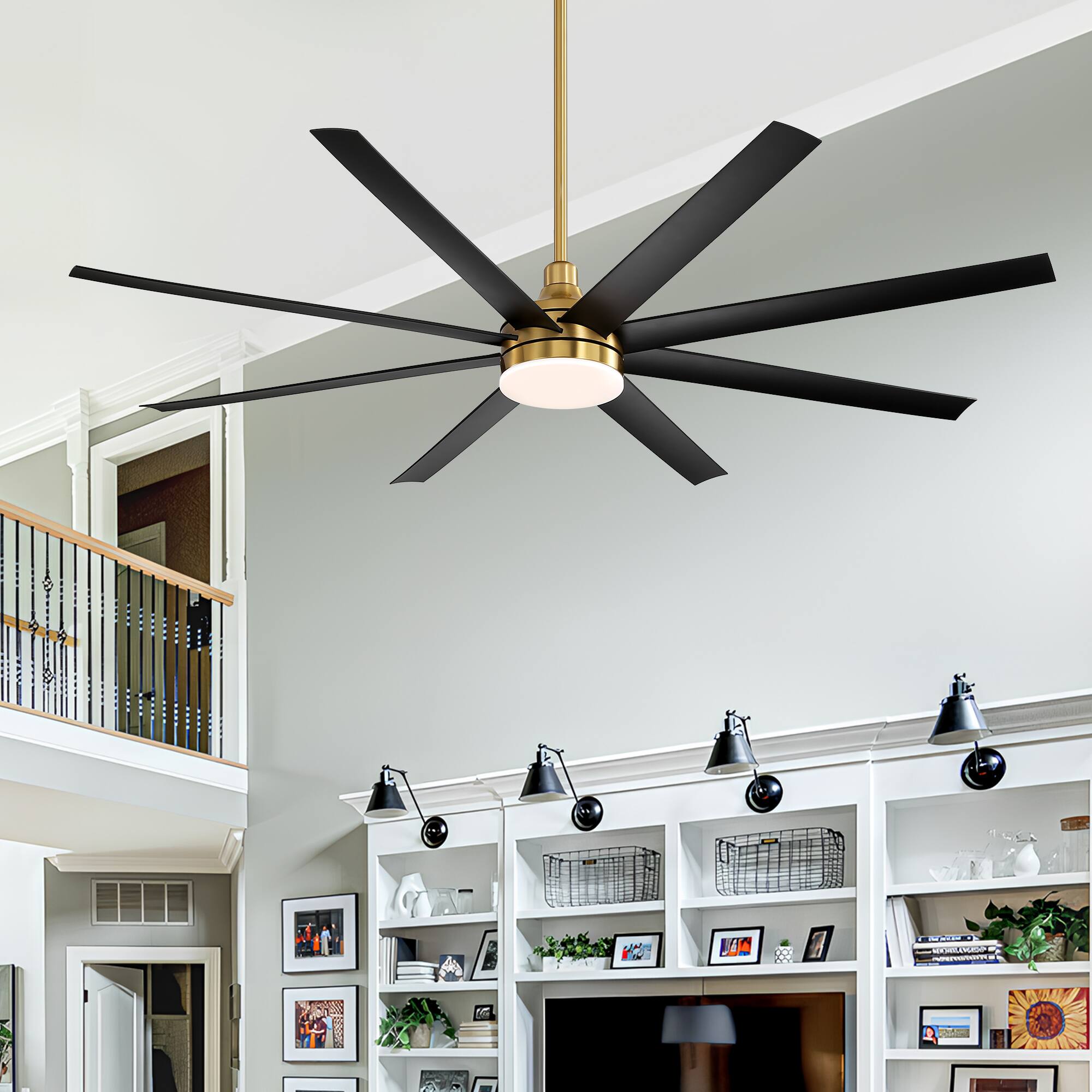Breezary 72" Large Indoor Ceiling Fan with Remote, 8 ABS Blades, 6 ...