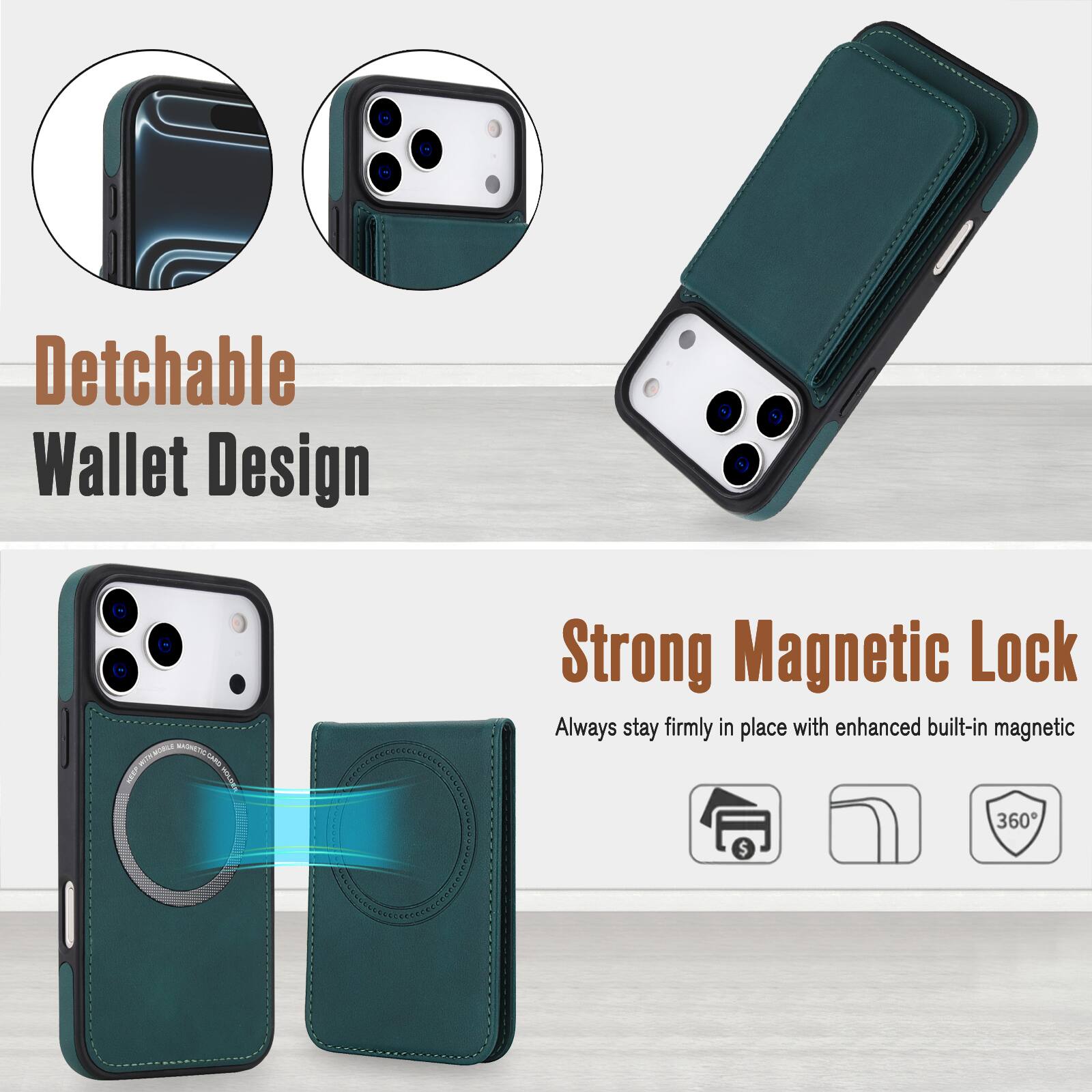 Dteck Detachable Magnetic Wallet Case for Apple iPhone 17 Pro,Retro ...