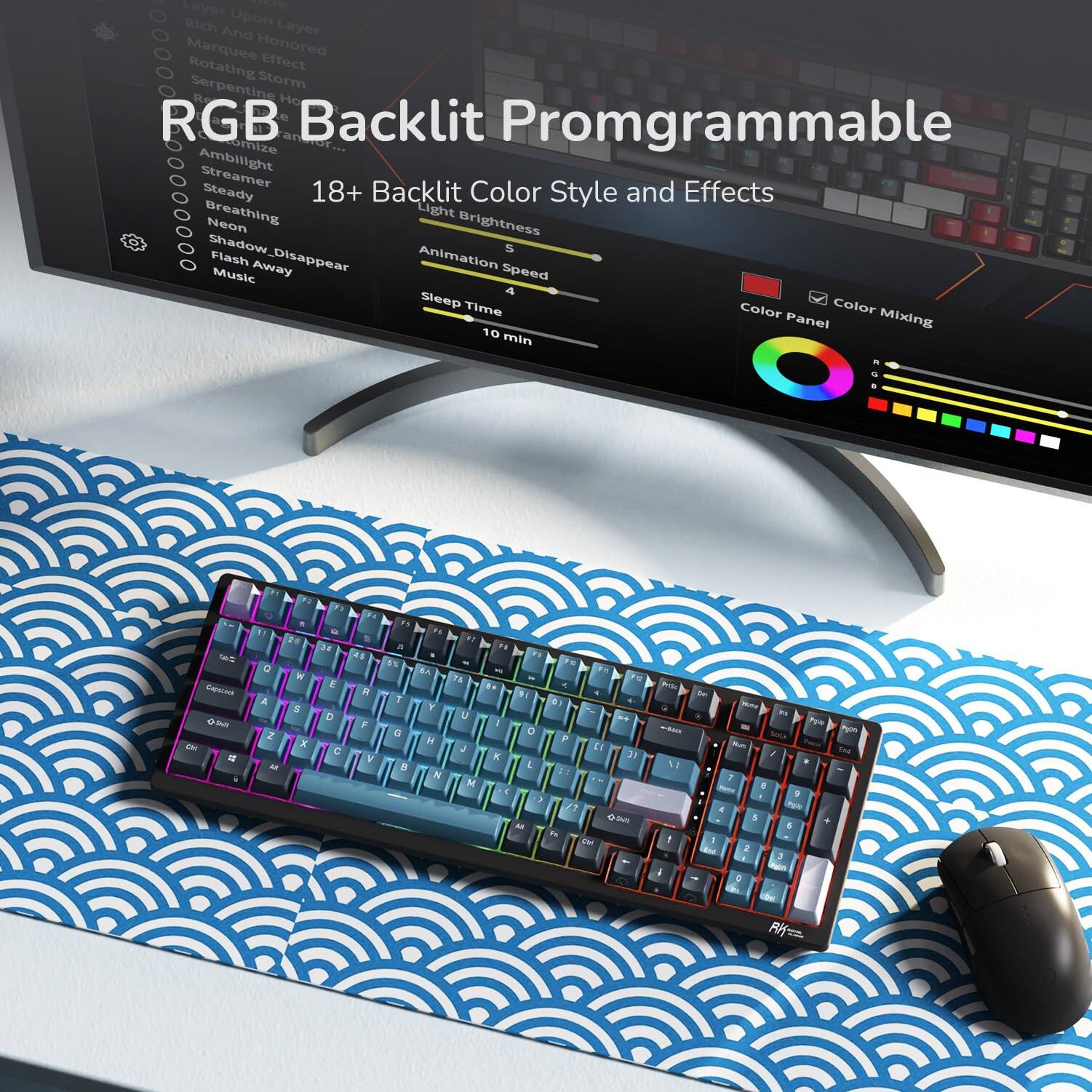 Empire DigiLabs Rk98 Wireless Mechanical Hot Swappable With Number Pad Pre lubed Switches Rgb ...