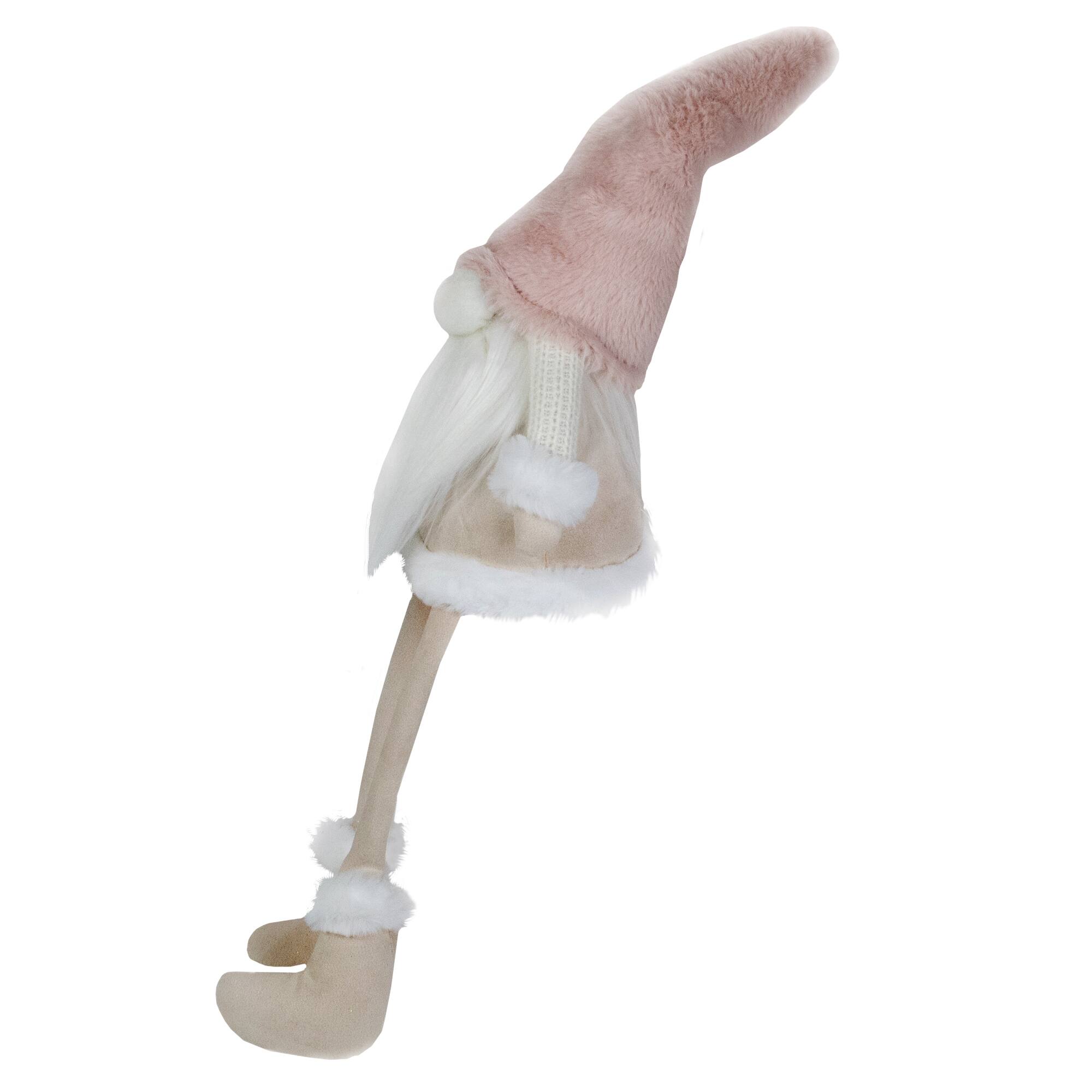 Northlight Sitting Christmas Gnome with Dangling Legs 24" Cream and ...