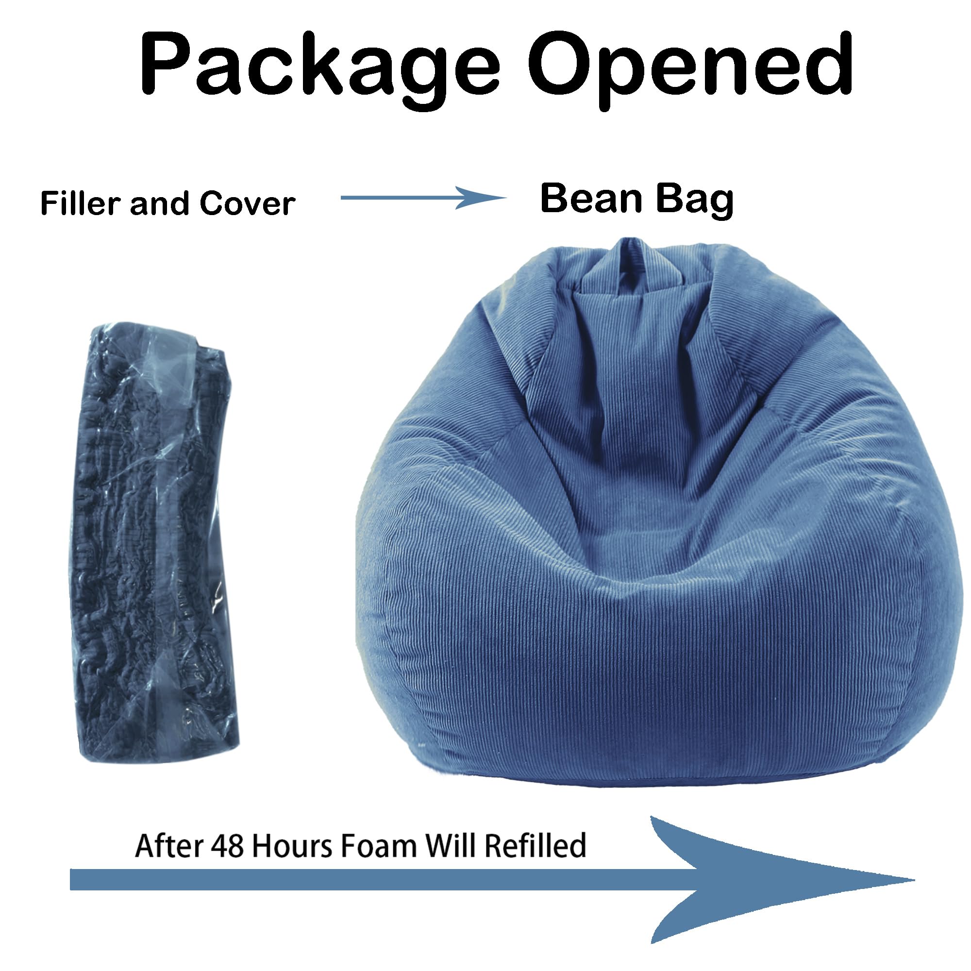PO3TICJUNKI3 Bean Bag Chair Memory Foam Chairs For Kids teens With ...