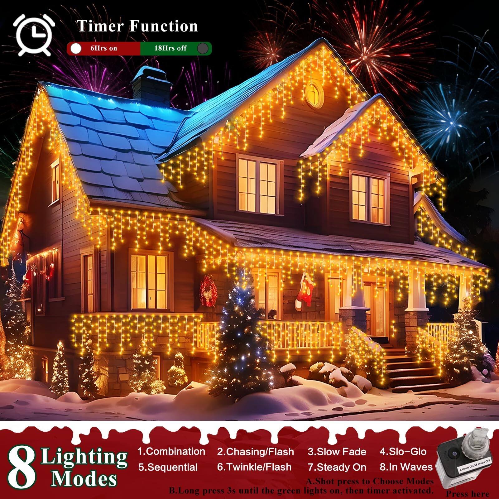 VEGA AUTOMOTIVE Christmas Lights Decorations Outdoor 640 8 Modes ...