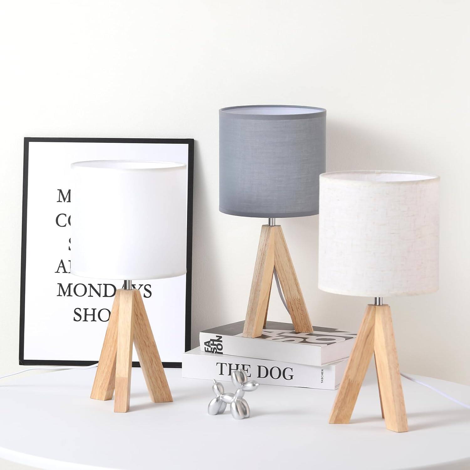 Stamp n Camp Table Lamp Tripod Desk Lamp with Linen Fabric Lampshade 14 ...