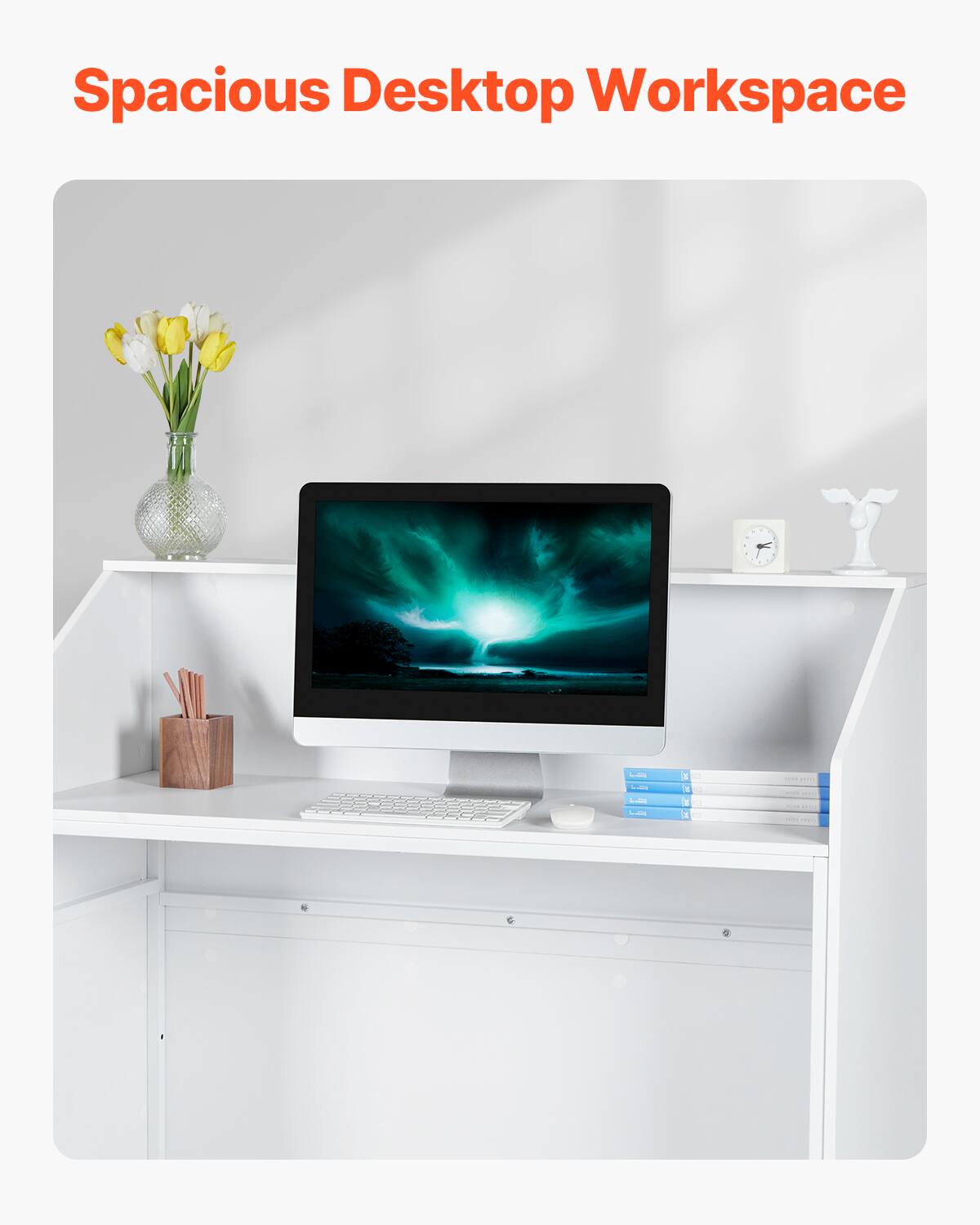 VEVOR Reception Desk, 46 Inch Rectangular Front Counter Table, Office ...