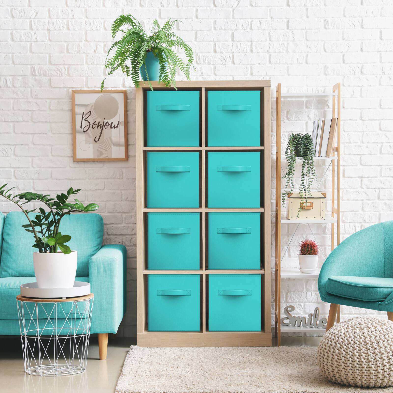 Sorbus Fabric Storage Cubes, 8 Foldable Storage Bins for Organizing ...