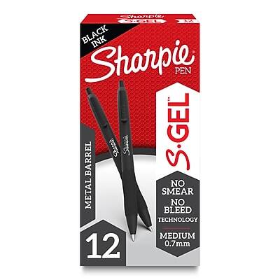 Sharpie S Gel Metal Retractable Gel Pen, Medium Point, Black Ink, Dozen ...