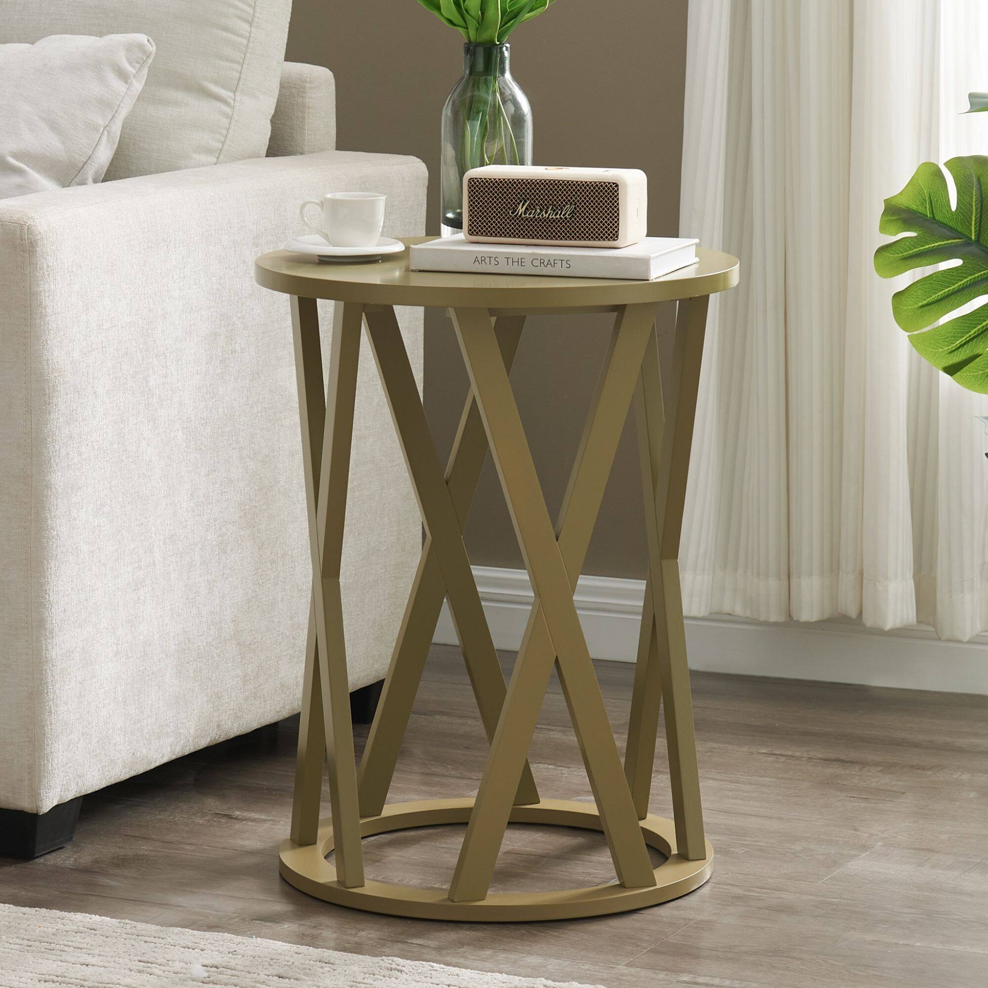 Kings Brand Furniture Emma Side End Table Modern Round Farmhouse Accent Table Red 2004LP-E ...