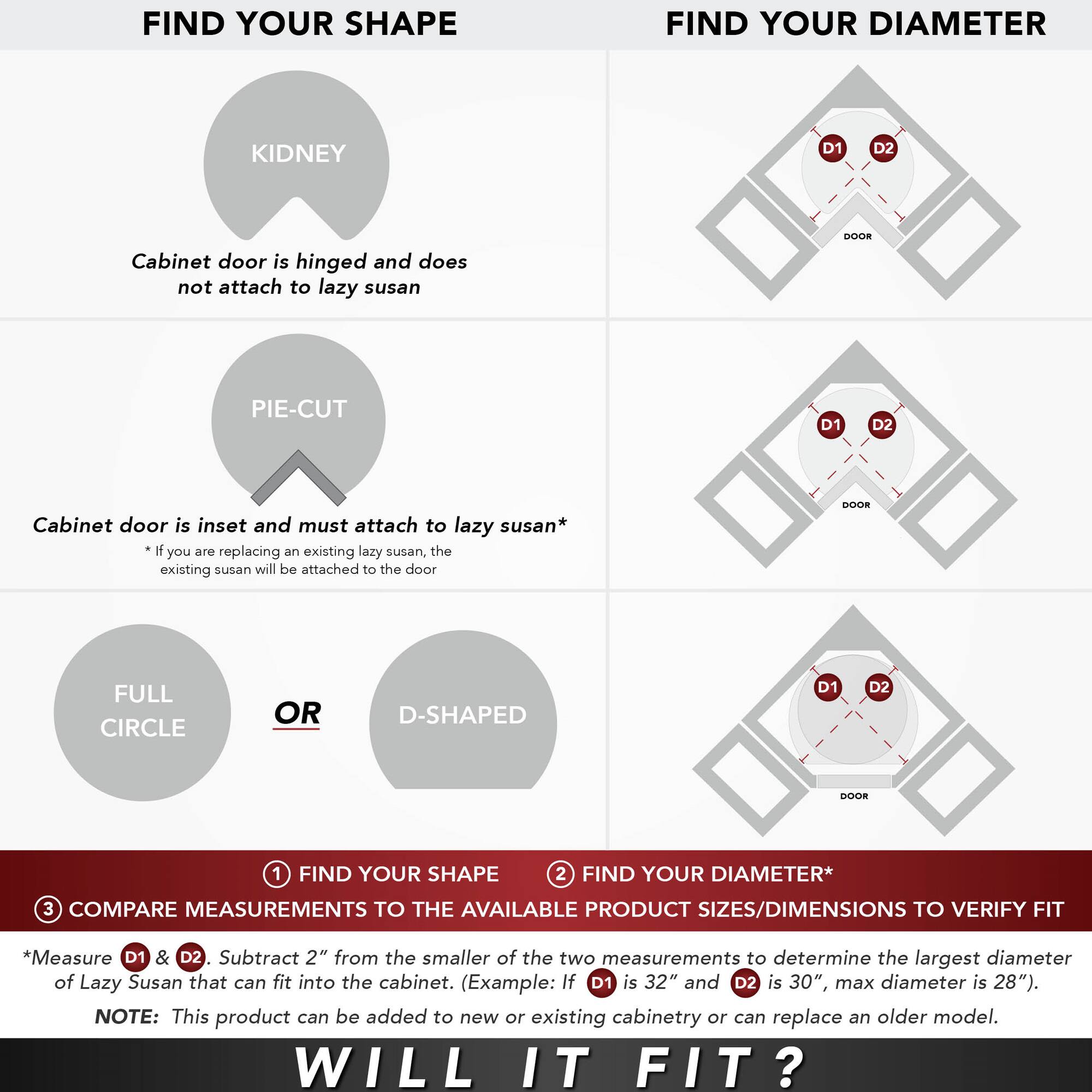 Rev A Shelf 24'' Lazy Susan Pie Cut Polymer Two Shelf, LD 2942 24 15 1 Almond LD-2942-24-15-1 ...