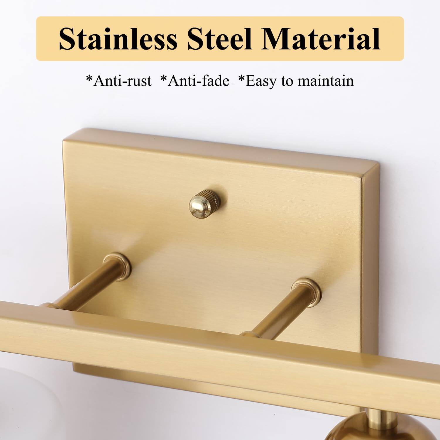 Earthley Blooms Stainless Steel Milk Glass Vanity Lights For Bathroom 3 ...