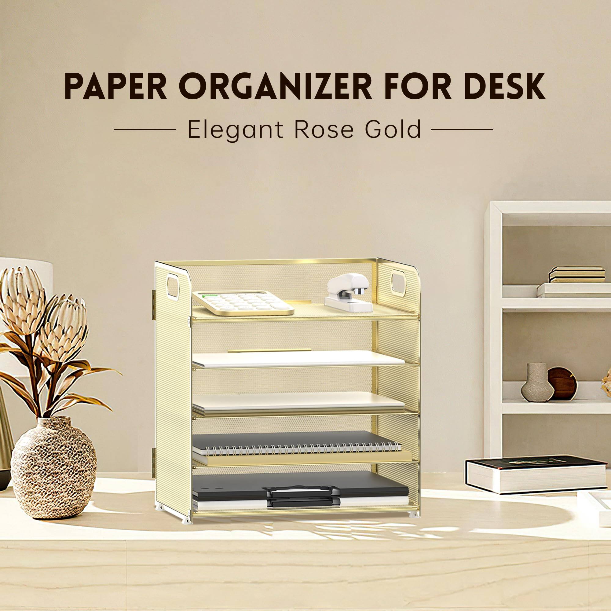 Dapper Styles 5 Trays Paper Organizer Letter Tray With Handle mesh Desk ...