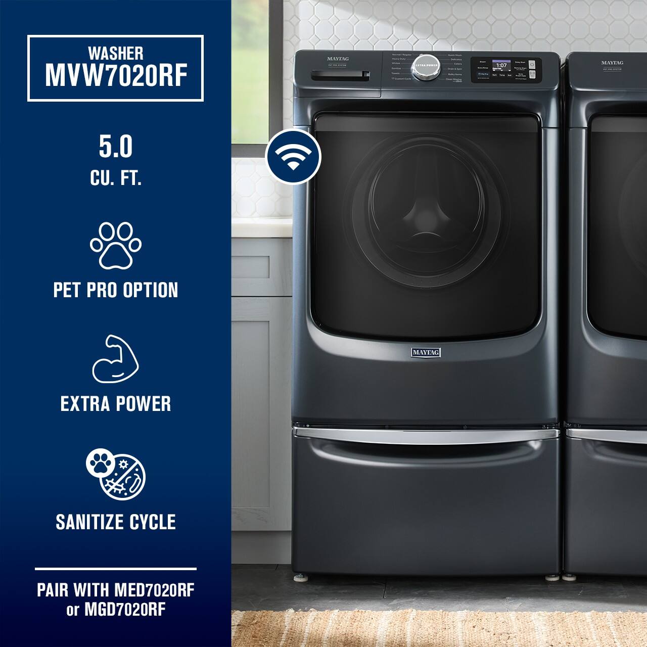 Maytag 5.0 Cu. Ft. High Efficiency Smart Front Load Washer with Steam ...