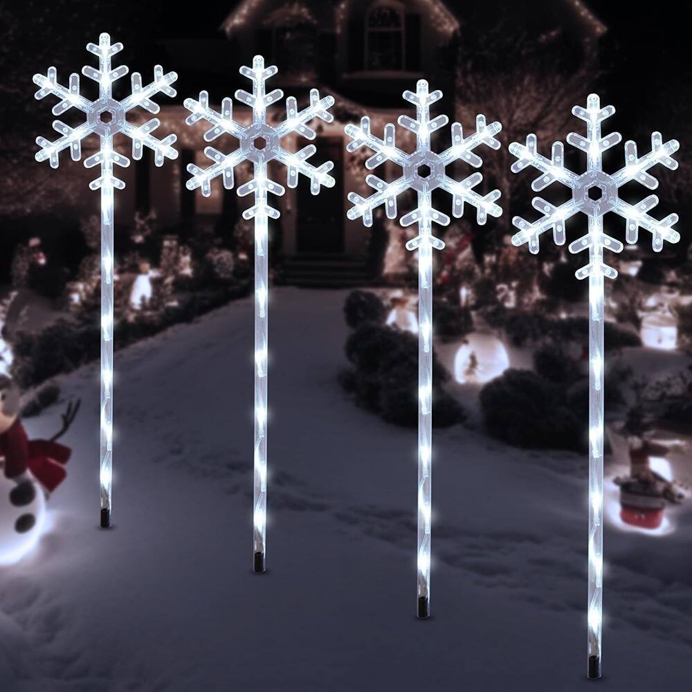 MOSZAR LLC Waterproof XMS Garden Stake Lights, Solar Powered Snowflake ...