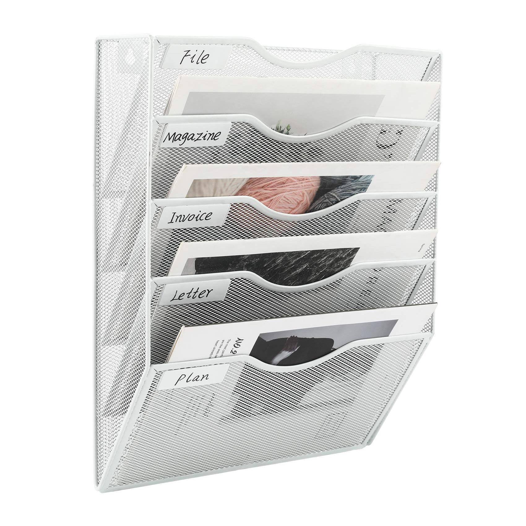 Dapper Styles Hanging Wall File Organizer 5 Pocket Mounted Mail ...