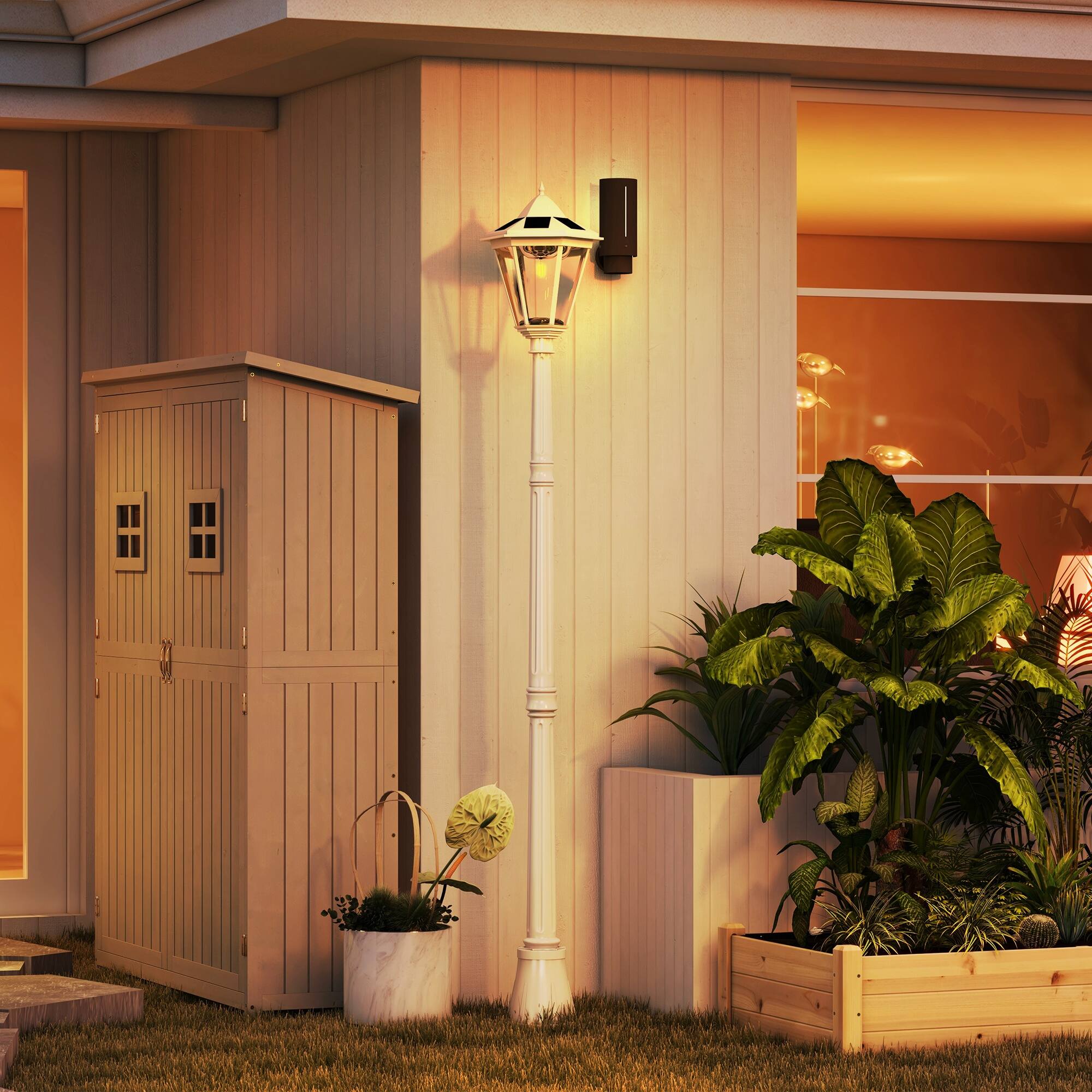 Outsunny 77" Solar Lamp Post Light, Waterproof Aluminum Outdoor Vintage ...