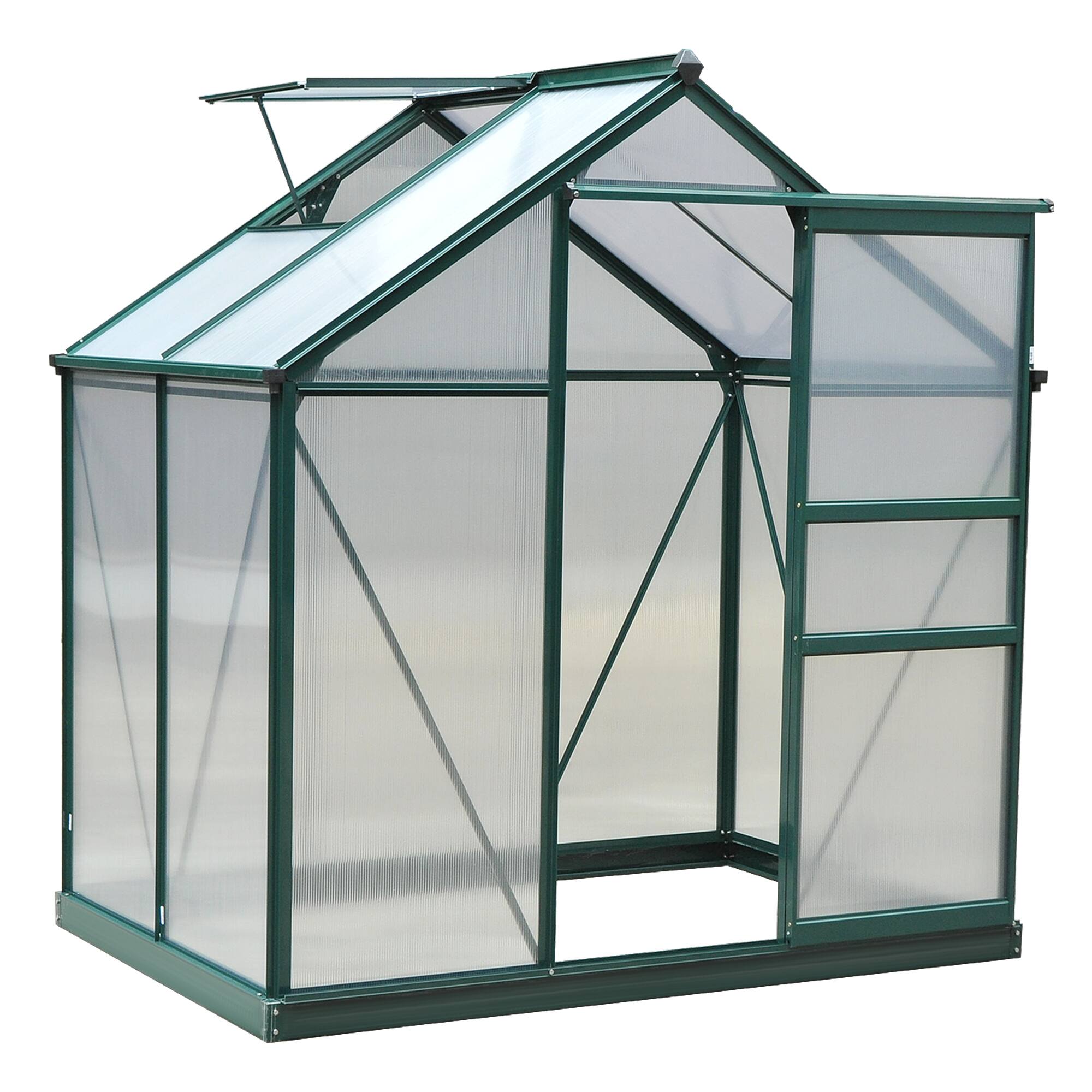 Outsunny 6' x 4' Greenhouse for Outdoors, Polycarbonate Greenhouse with ...