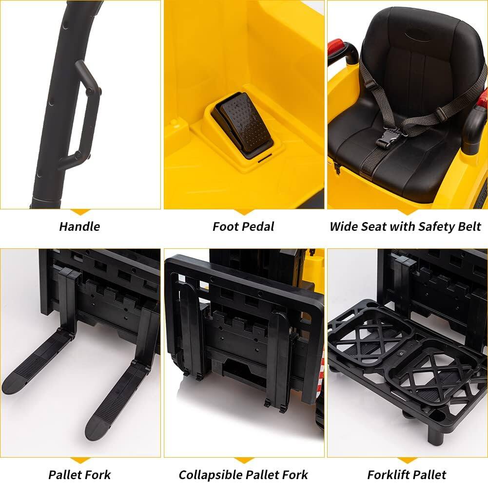 Acekool 12V Kids Ride On Forklift Car w/Tent, Electric Toy w/Remote ...