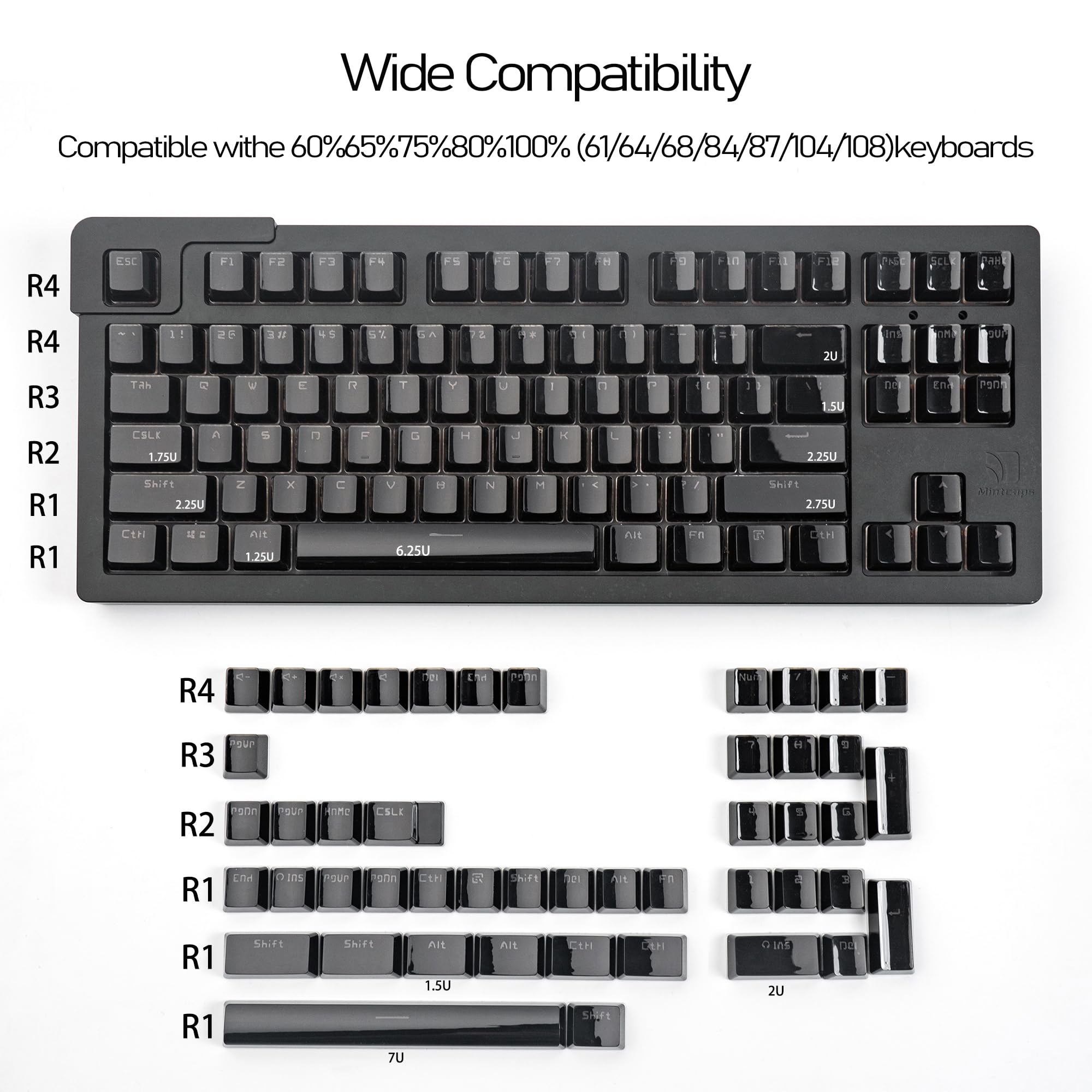 Earthley Blooms Keycaps Crystal Black Shine Through Translucent Custom ...